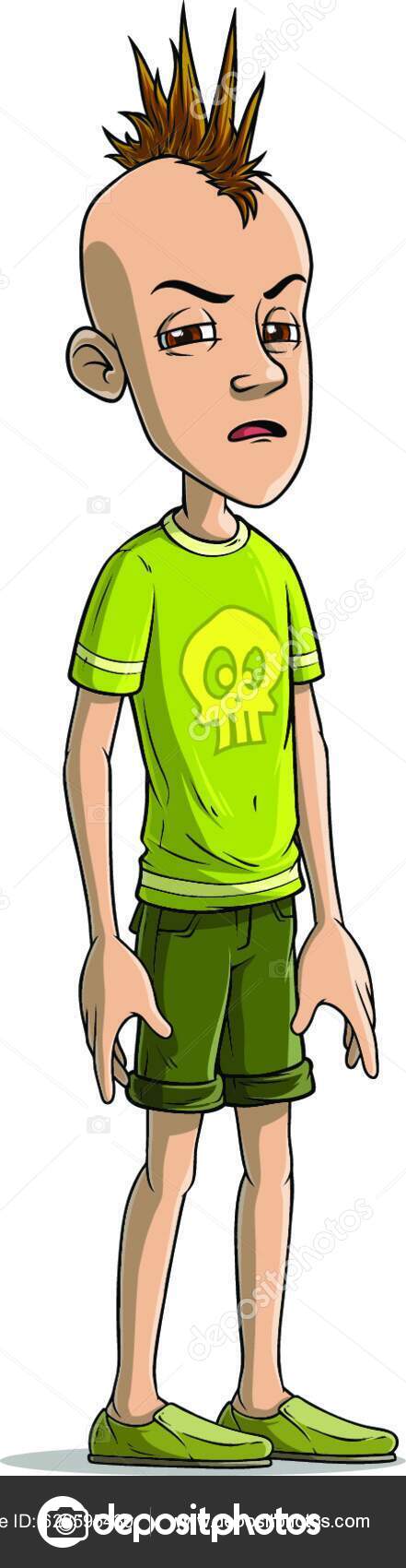 Dibujos Animados Divertido Punk Chico Personaje Vector Vector de stock ...