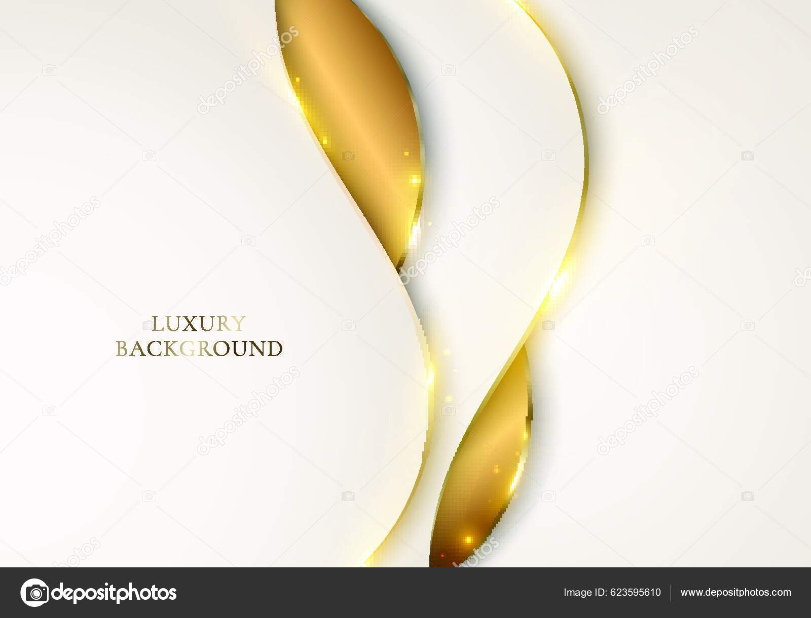 Modern Luxury Template Design White Light Brown Curved Shapes Golden ...