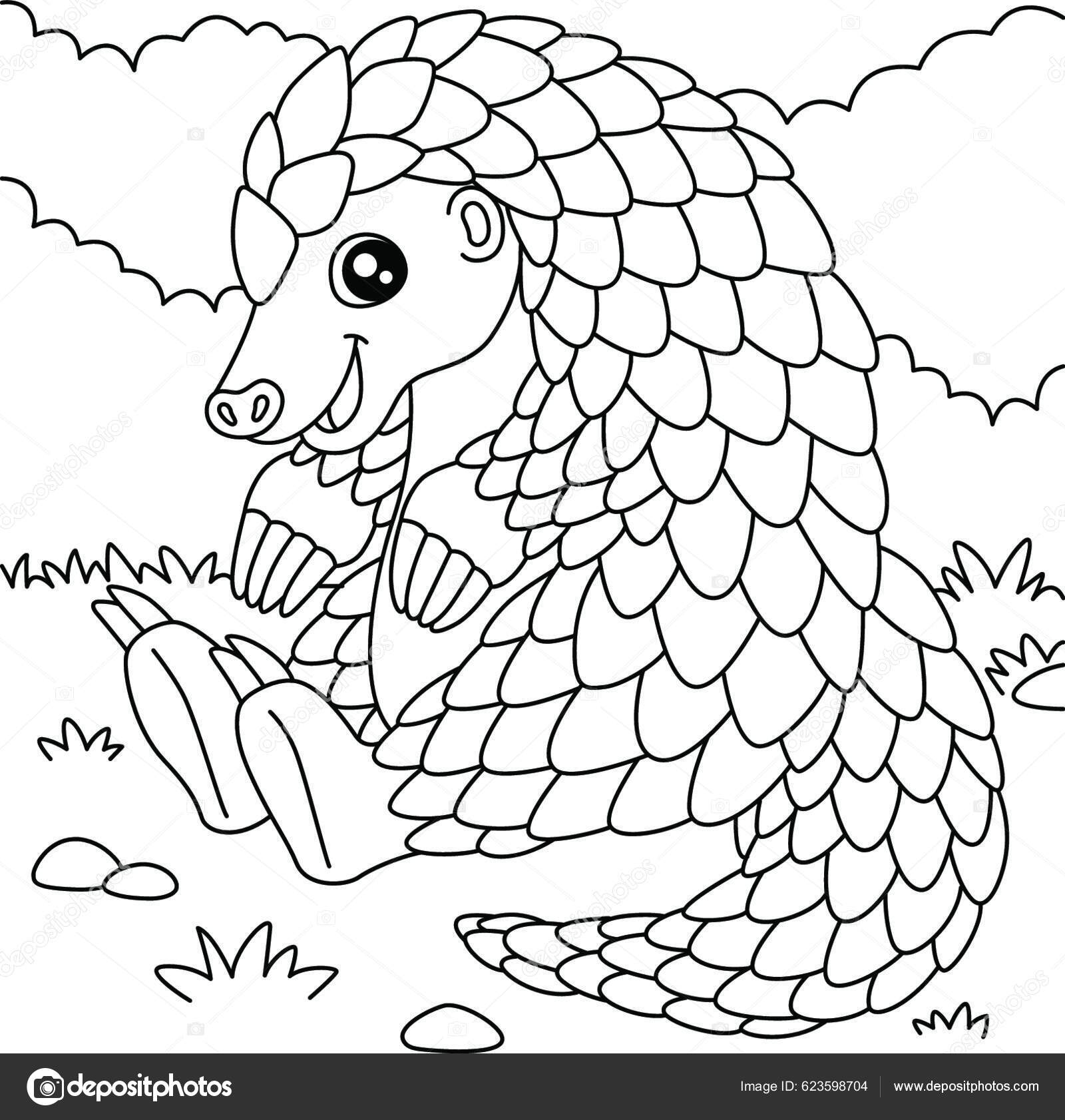 Pangolin Coloring Page Kids Stock Vector by ©YAY_Images 623598704