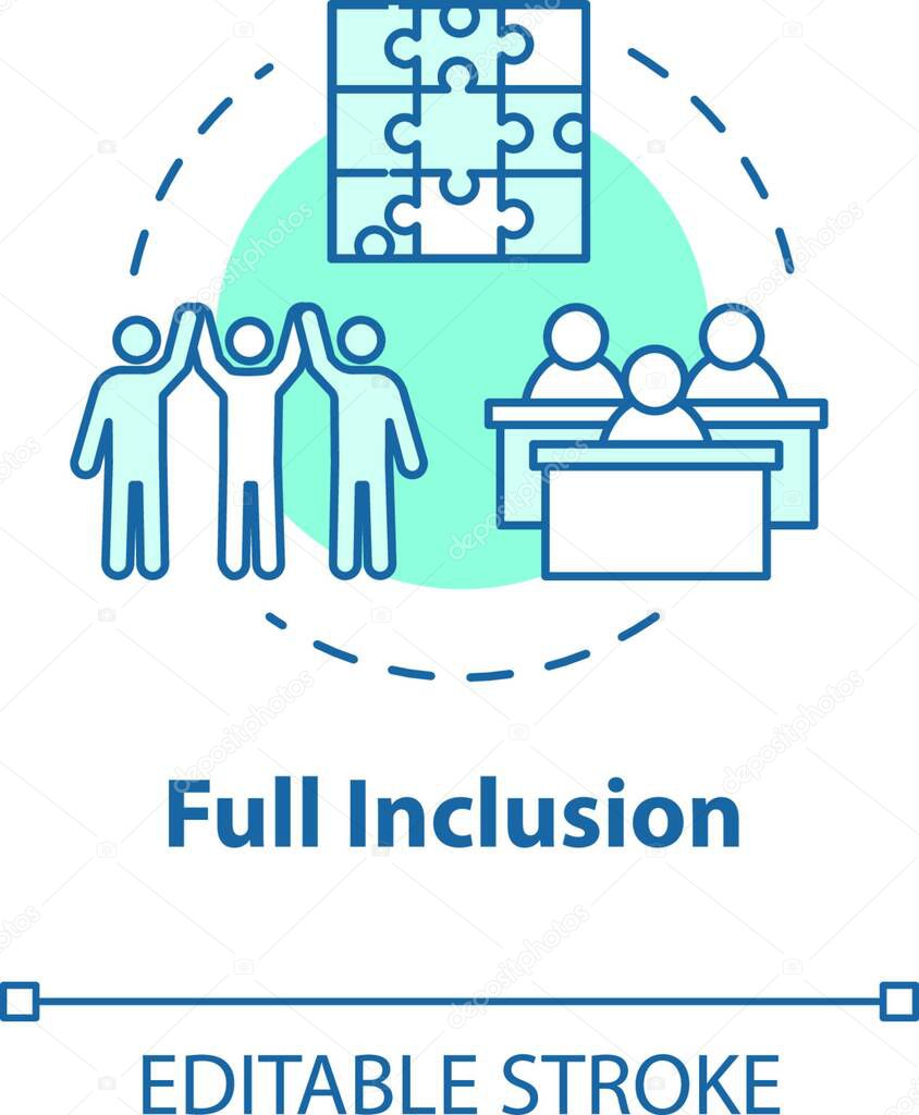 "Icono de concepto de inclusión completa. Dinámica del grupo ...