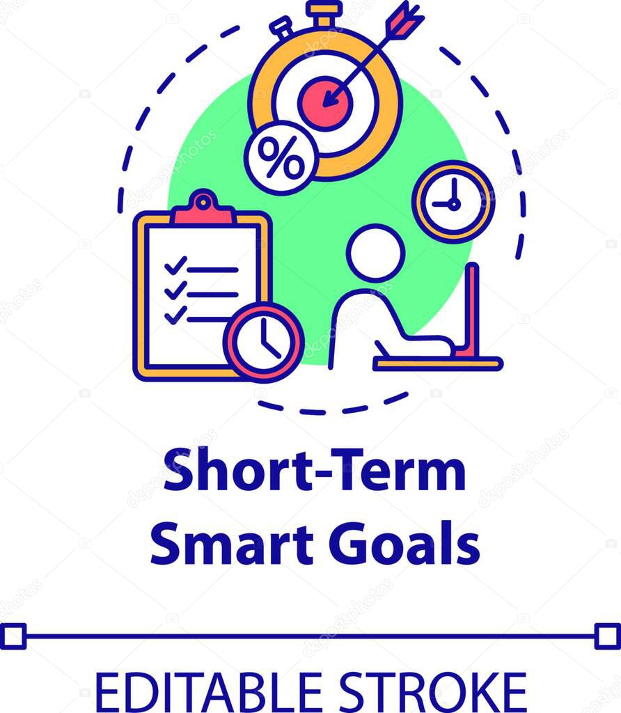 "Icono de concepto de metas inteligentes a corto plazo. Establecer ...