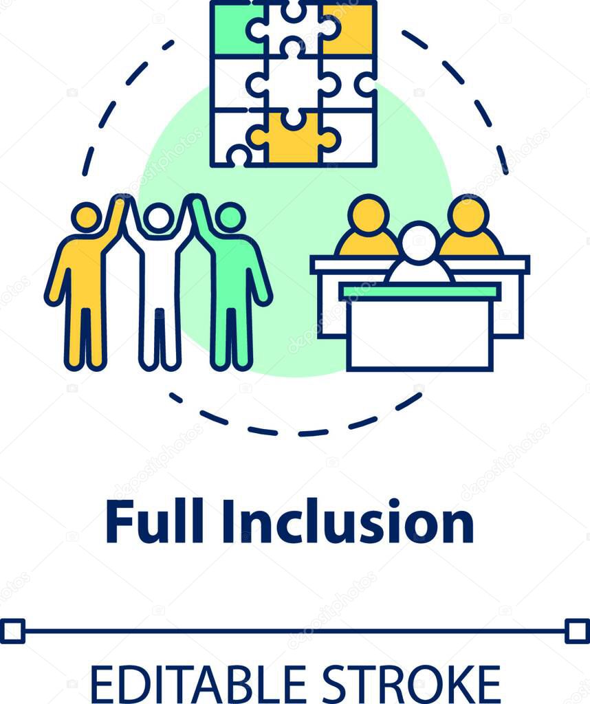 "Icono de concepto de inclusión completa. Dinámica del grupo ...