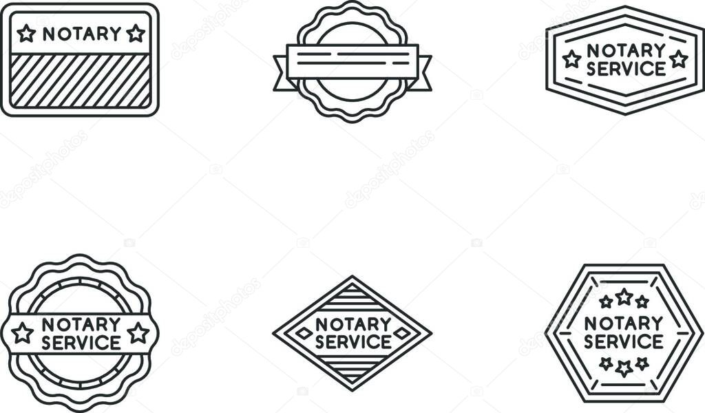 "Notario sellos de servicio píxel conjunto de iconos lineales perfectos ...