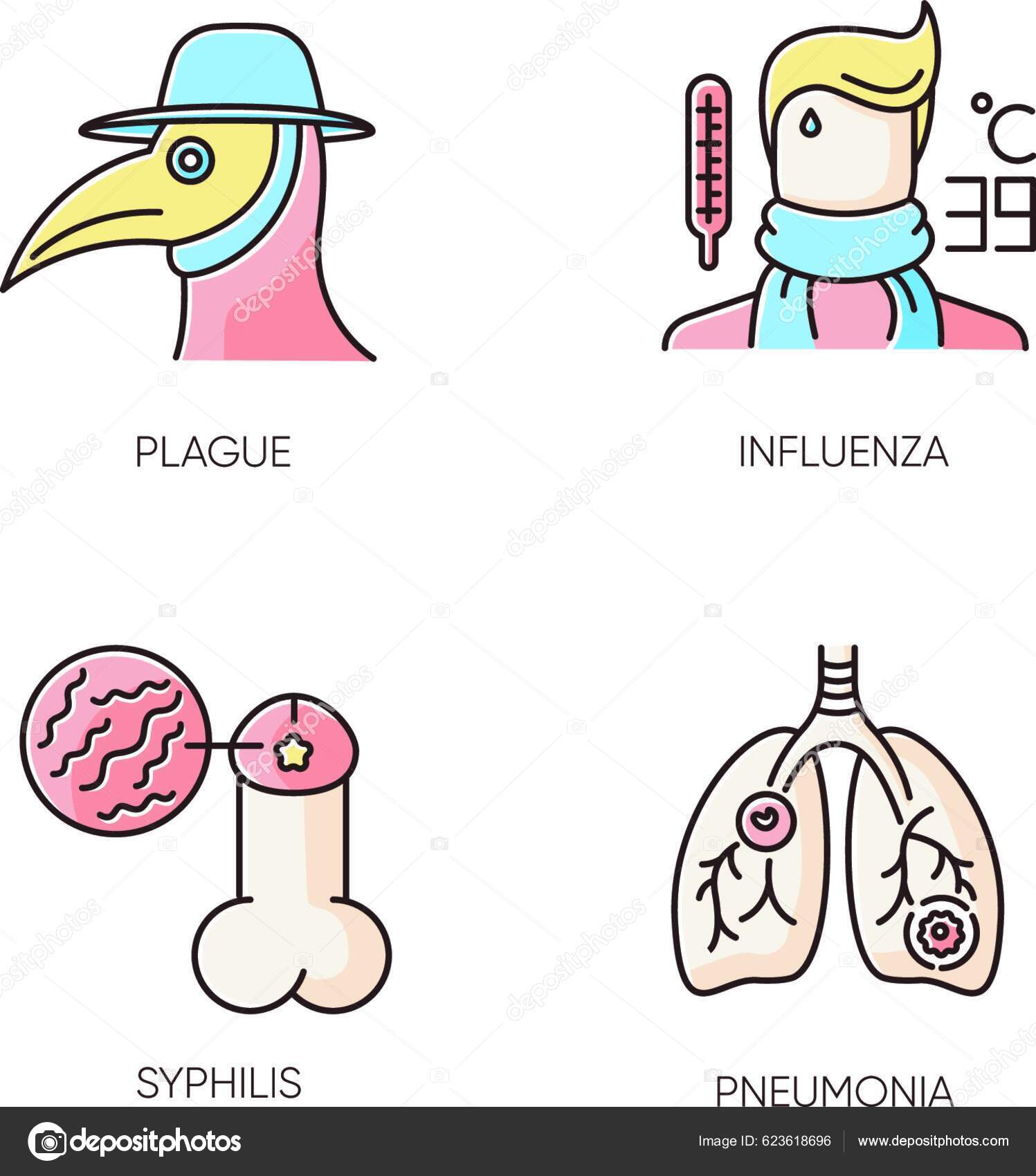 Viral Infections Rgb Color Icons Set Plague Influenza Syphilis ... Viral Infections Rgb Color Icons Set Plague Influenza Syphilis ...