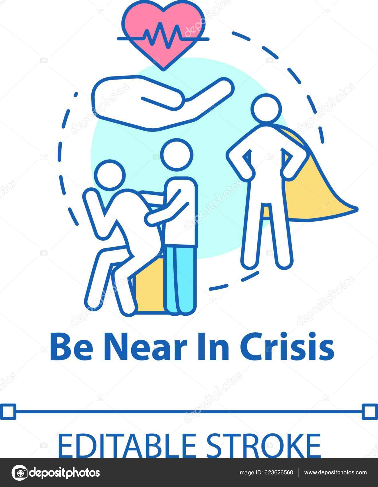 Crisis Concept Icon Friend Difficult Times Troubles Sad Mate Comforting ...