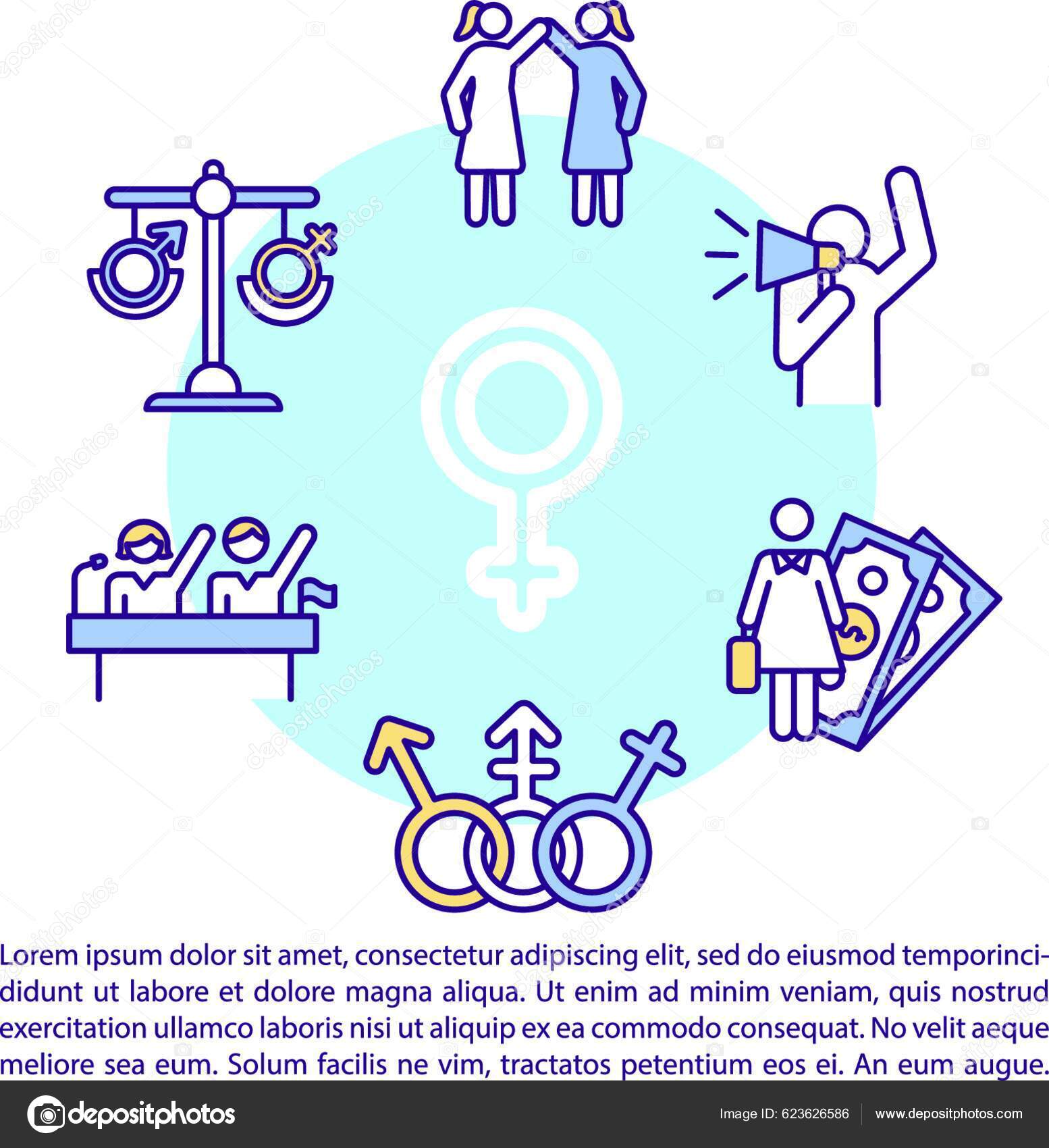 Employment Gender Equality Concept Icon Text Women Rights Education ...