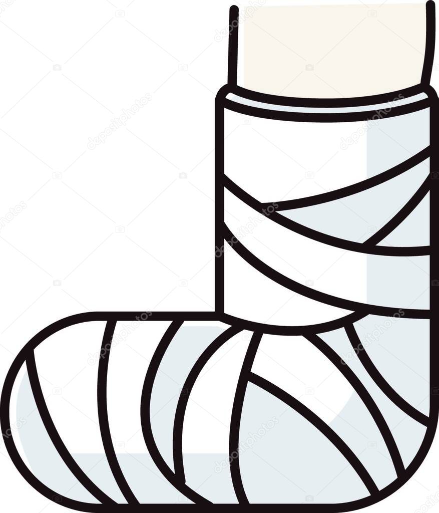 Pie roto icono de color RGB. Fractura ósea. Pierna lesionada en yeso ...