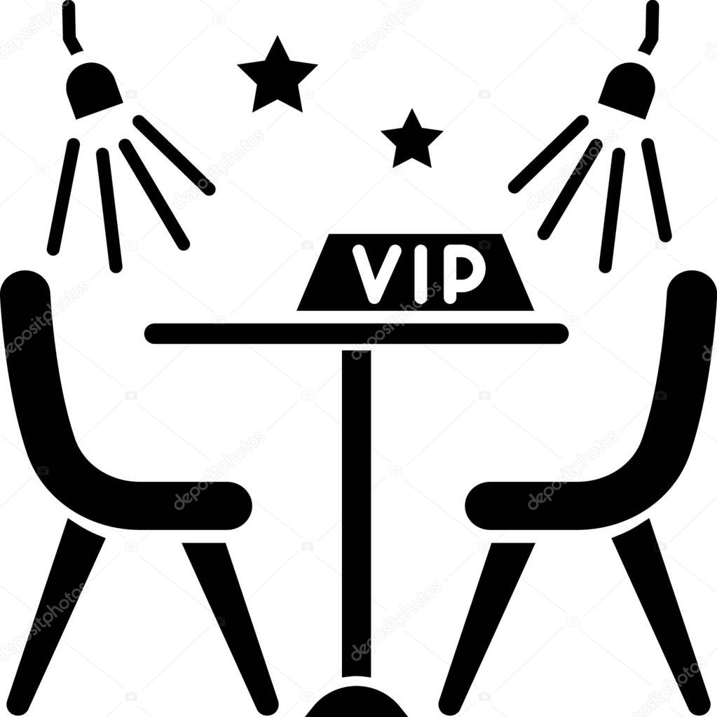 Salón VIP zona glifo negro icono. Lujoso club nocturno recreación ...
