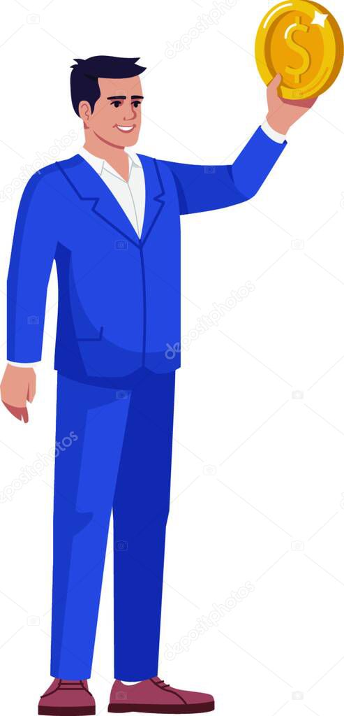 "Exitoso banquero semi plana ilustración vectorial de color RGB ...