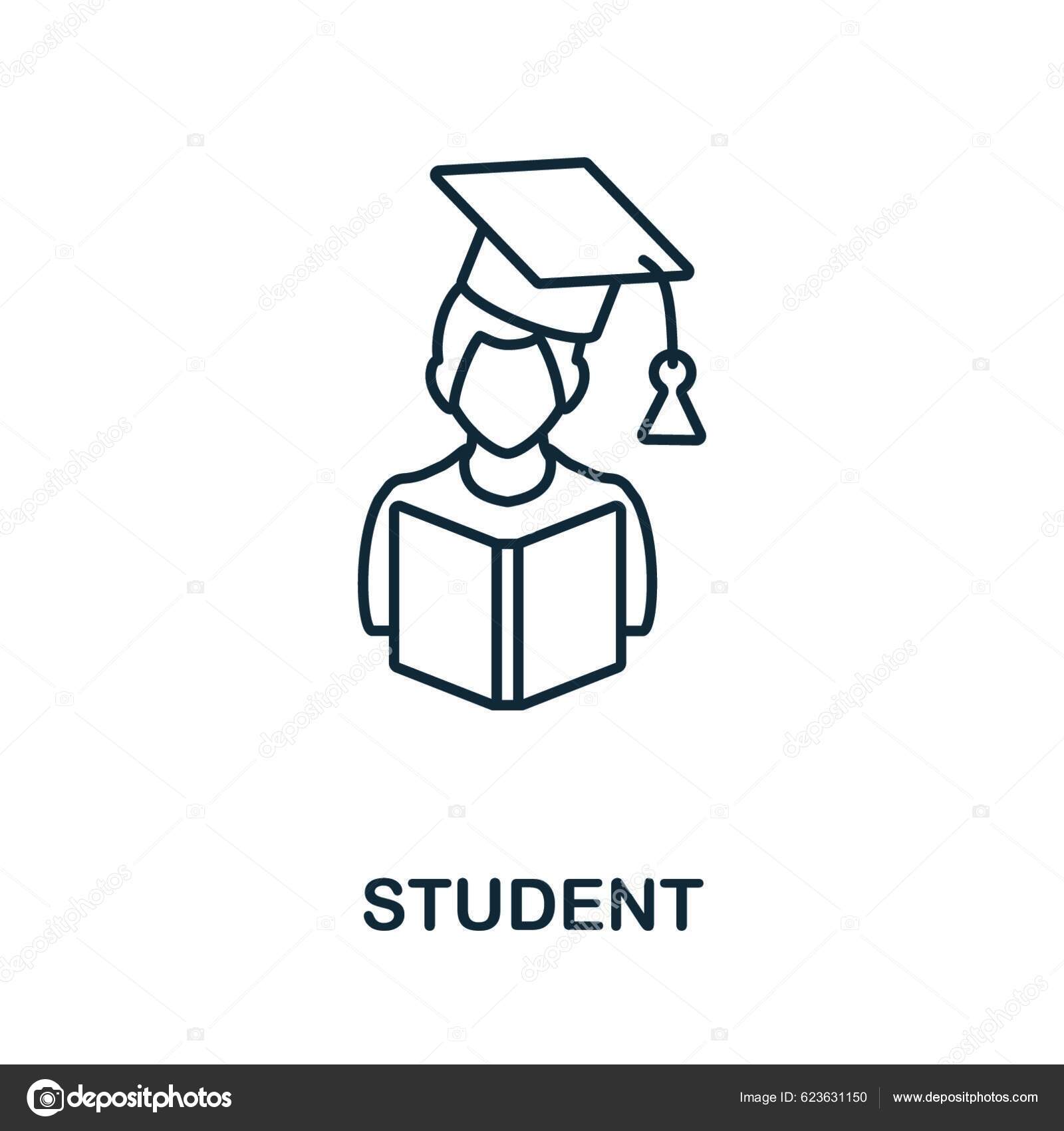 Student Icon Line Element School Education Collection Linear Student ...