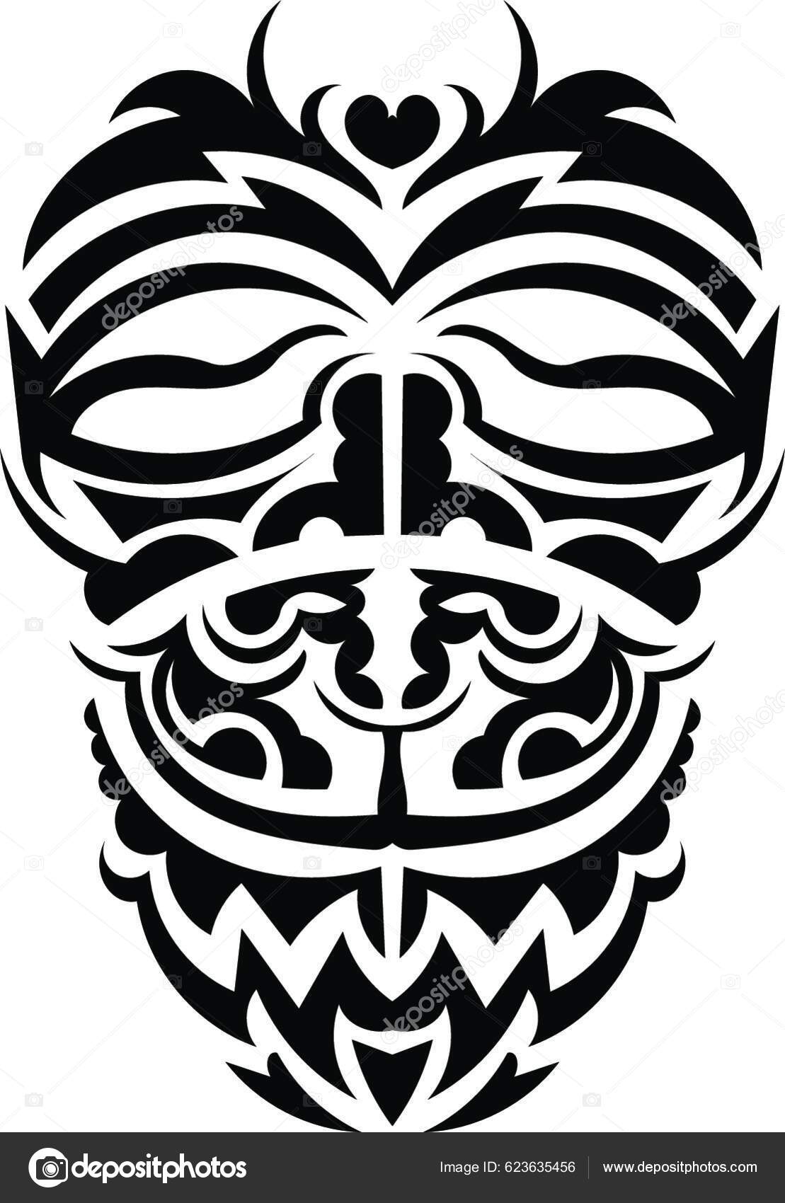 Samurai Mask Traditional Totem Symbol Black Tattoo Samoan Style Black ...