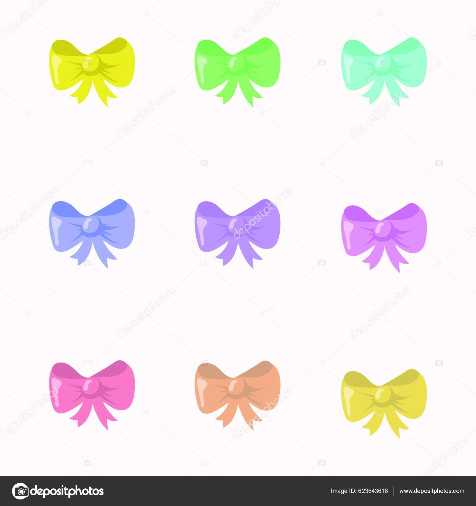 Set Bows Different Colors Holiday Bows Colored Ribbons Vector ...