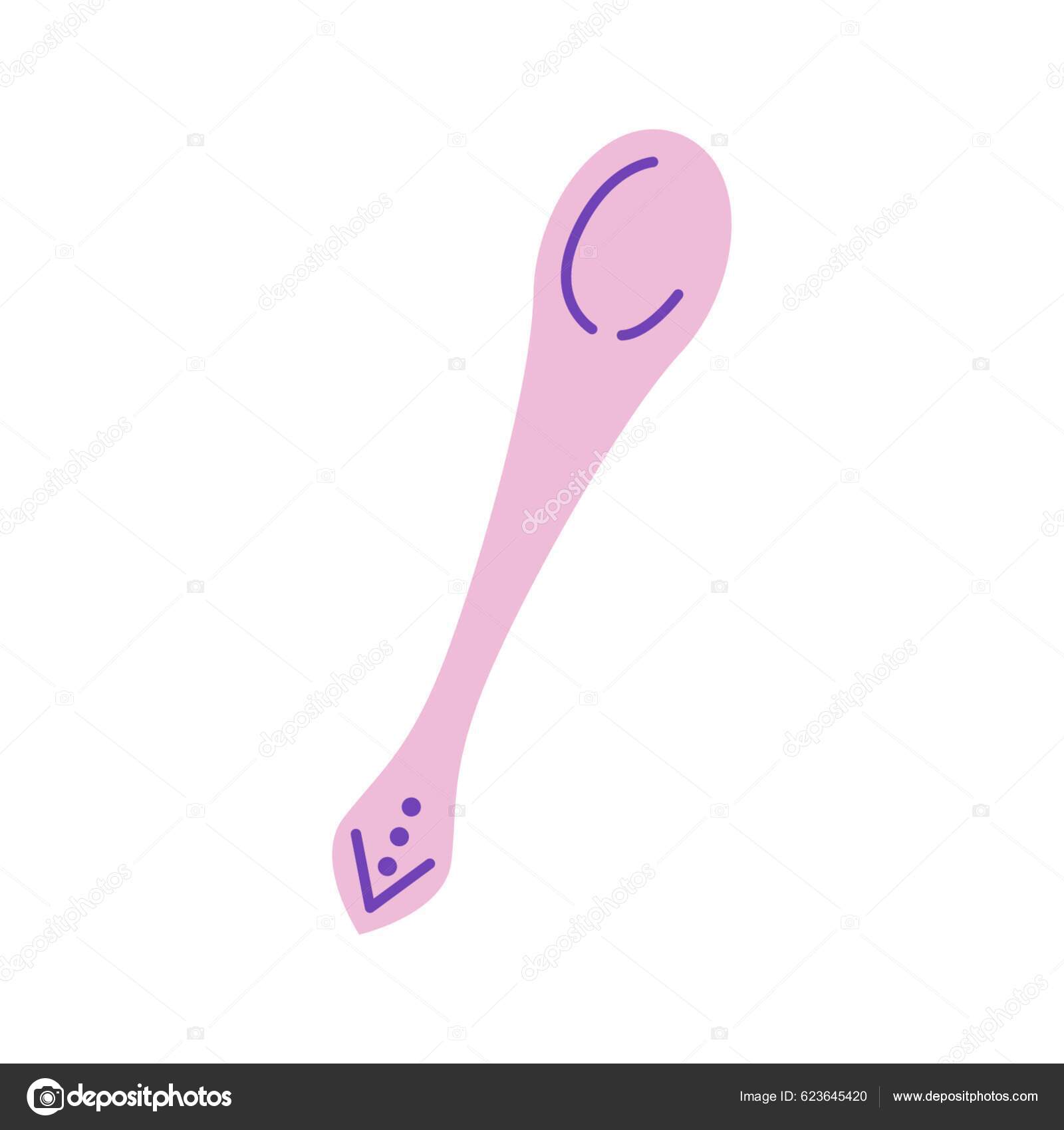 Cute Pink Tea Dessert Spoon Vector Flat Illustration White Background ...