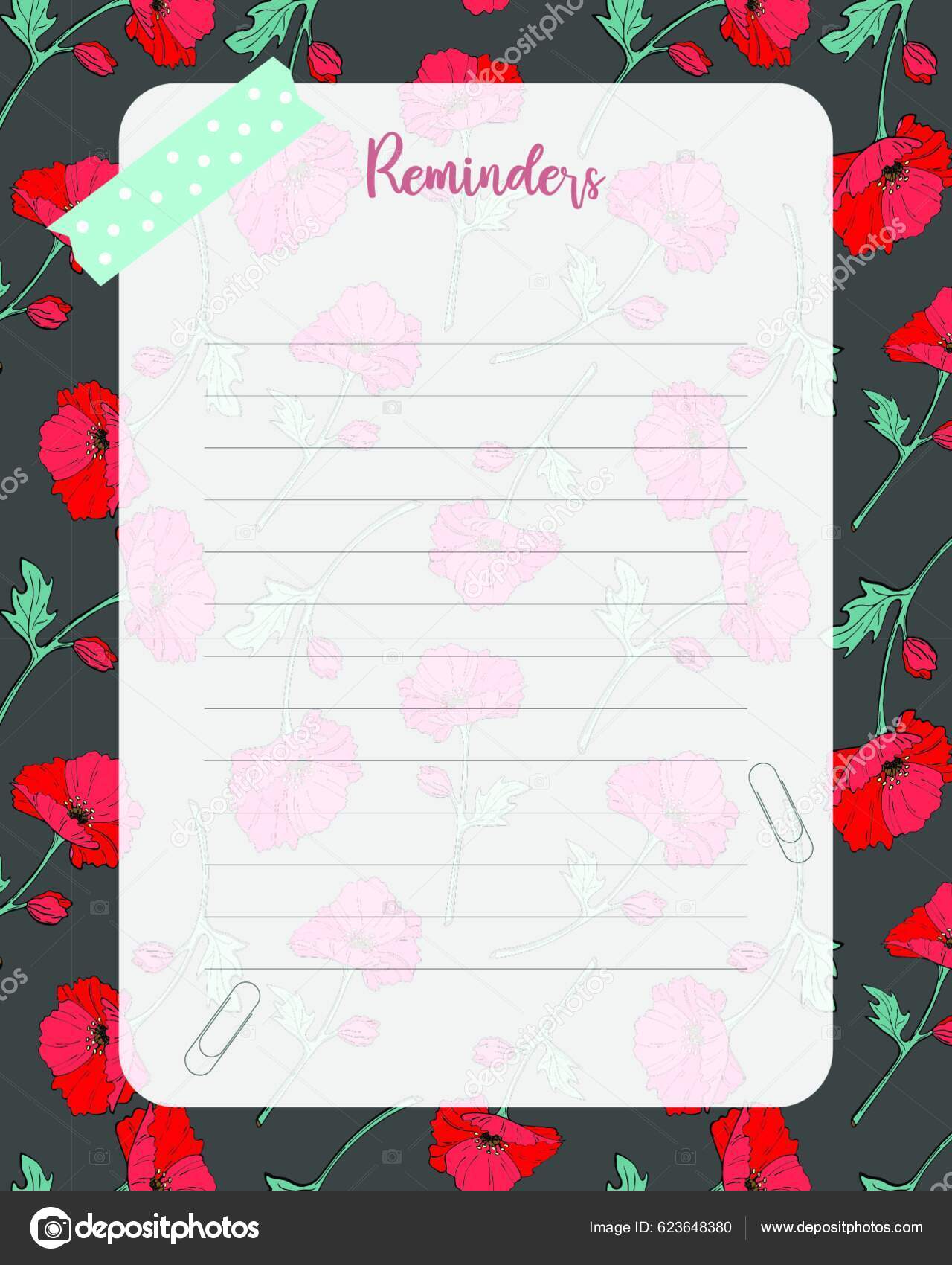 Reminders List Planner Note Taking Planner Collage Witch Poppy Pattern ...