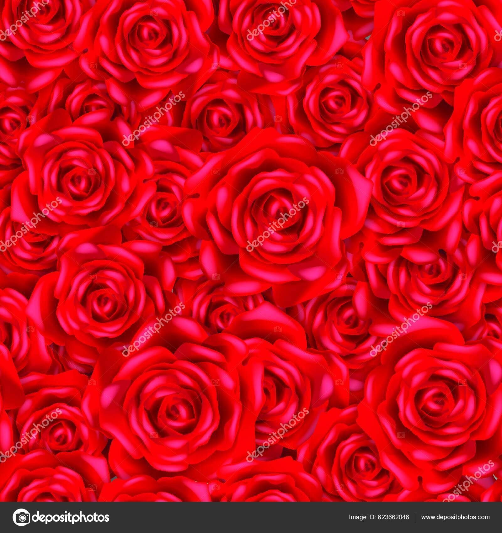 Red Rose Bush Seamless Pattern Vector Illustration Wallpaper Background ...