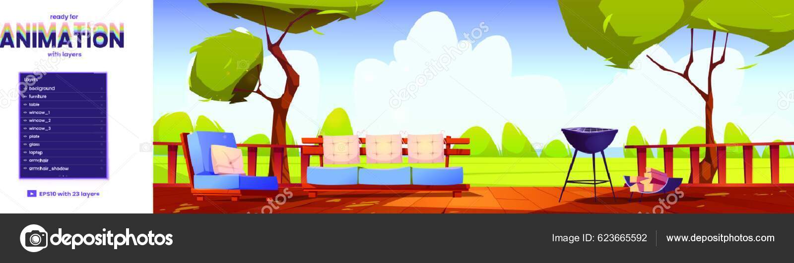 Outdoor Home Terrace Layers Game Animation Stock Vector by ©YAY_Images ...
