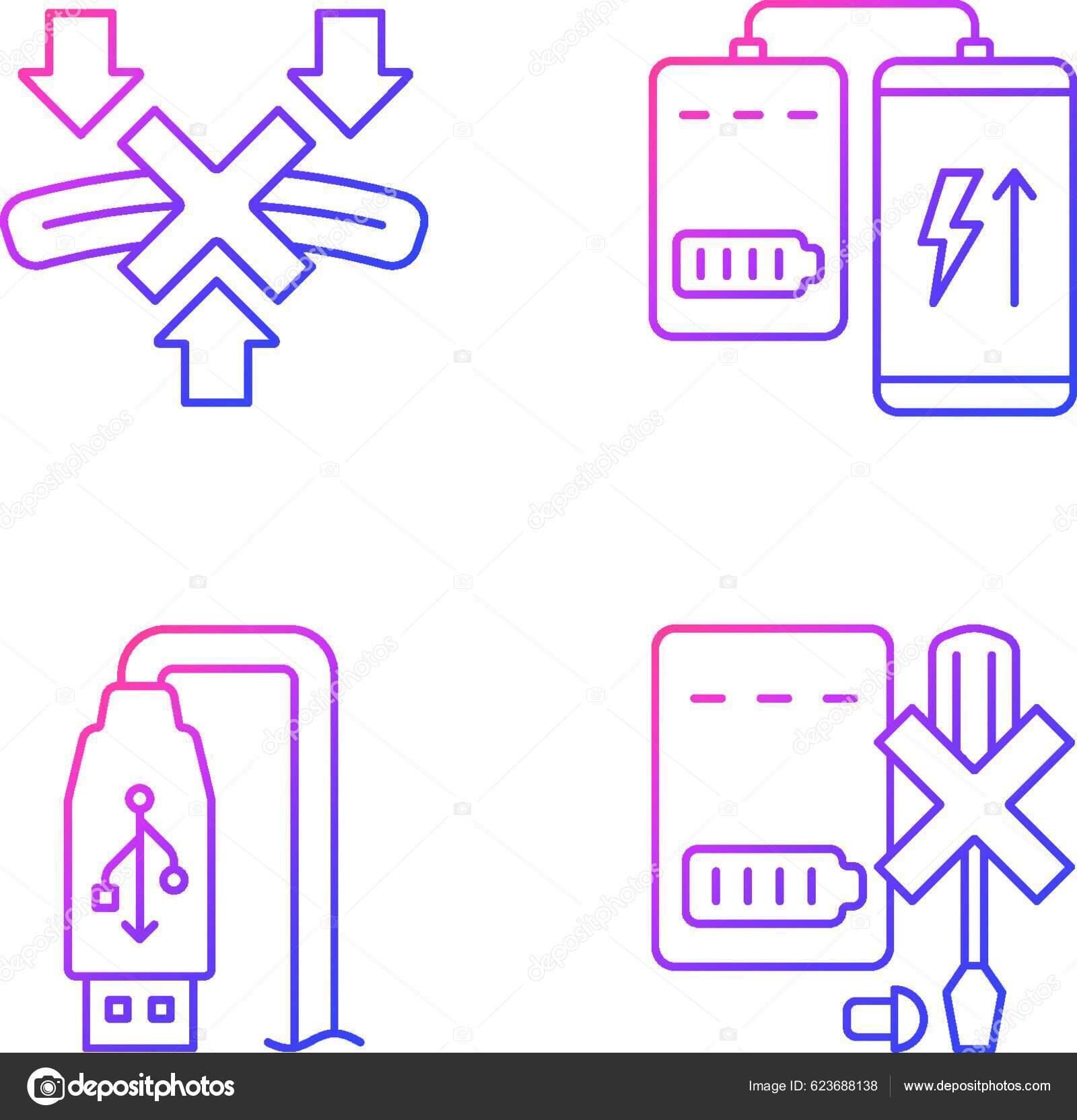 Powerbank Proper Use Gradient Linear Vector Manual Label Icons Set ... Powerbank Proper Use Gradient Linear Vector Manual Label Icons Set ...