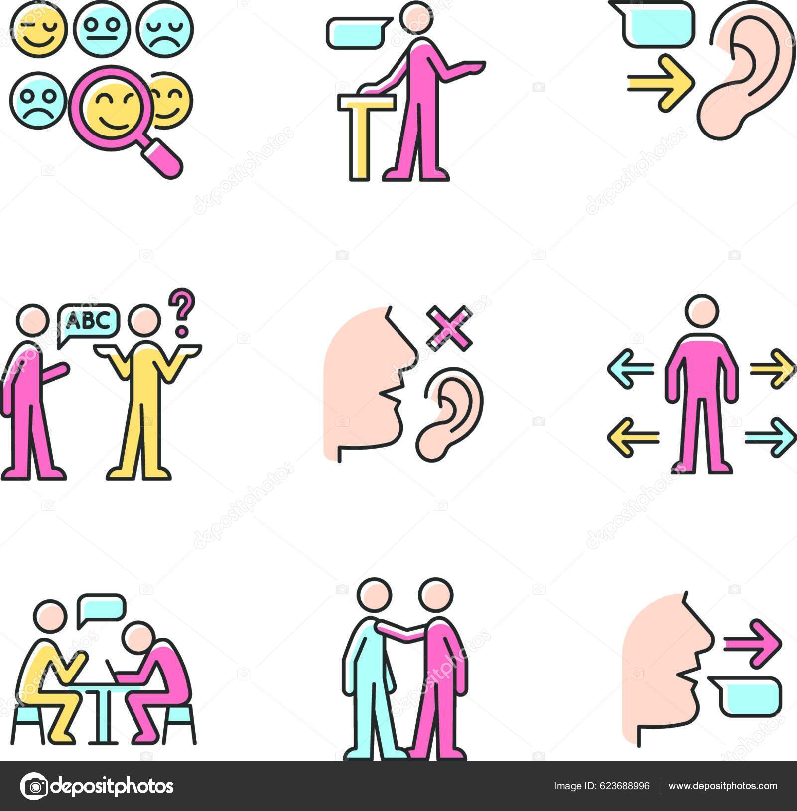 Comunicación Efectiva Conjunto Iconos Color Rgb vector, gráfico vectorial © YAY_Images imagen ...