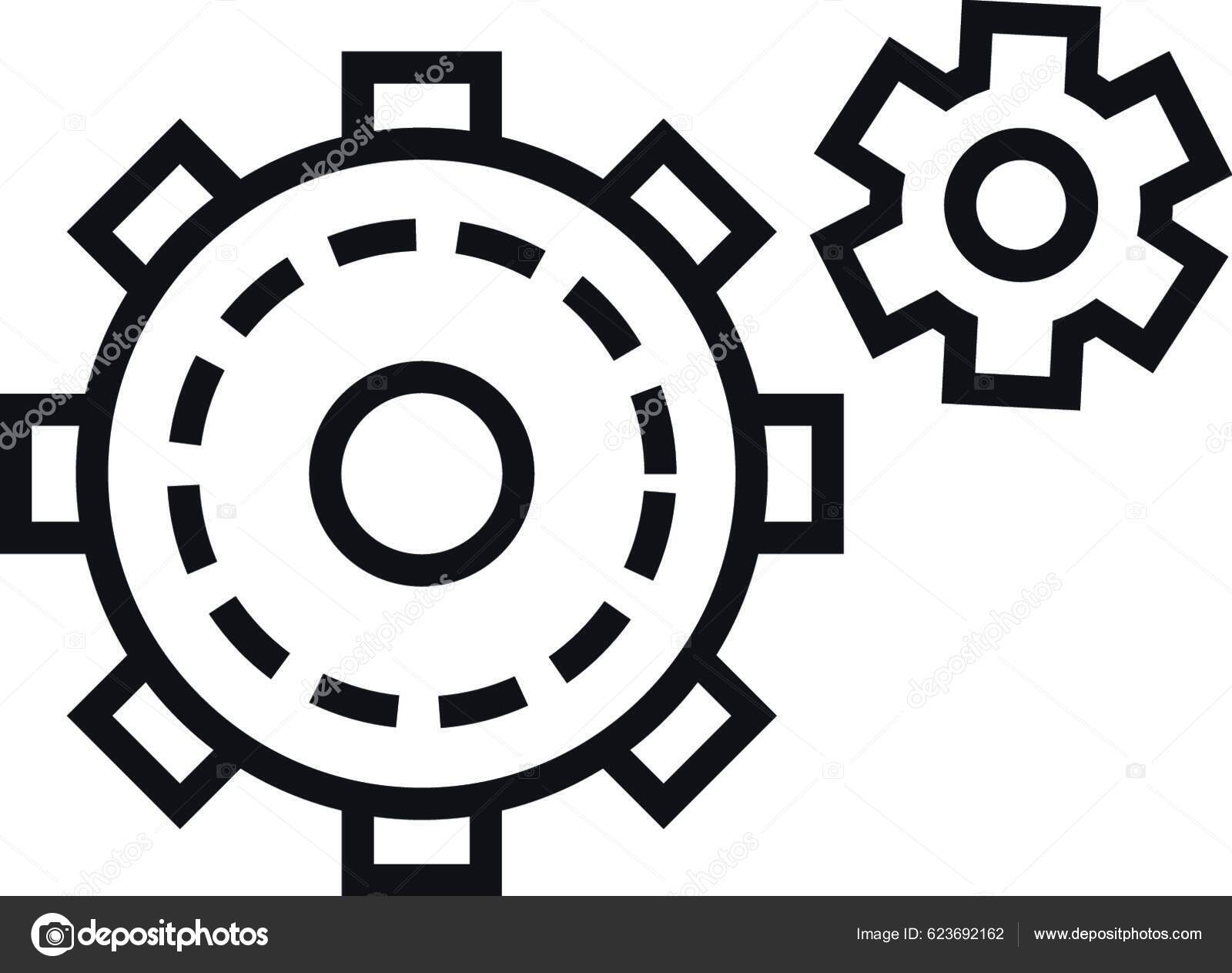 Icono Engranajes Símbolo Proceso Ruedas Dentadas Mecánicas Vector de ...