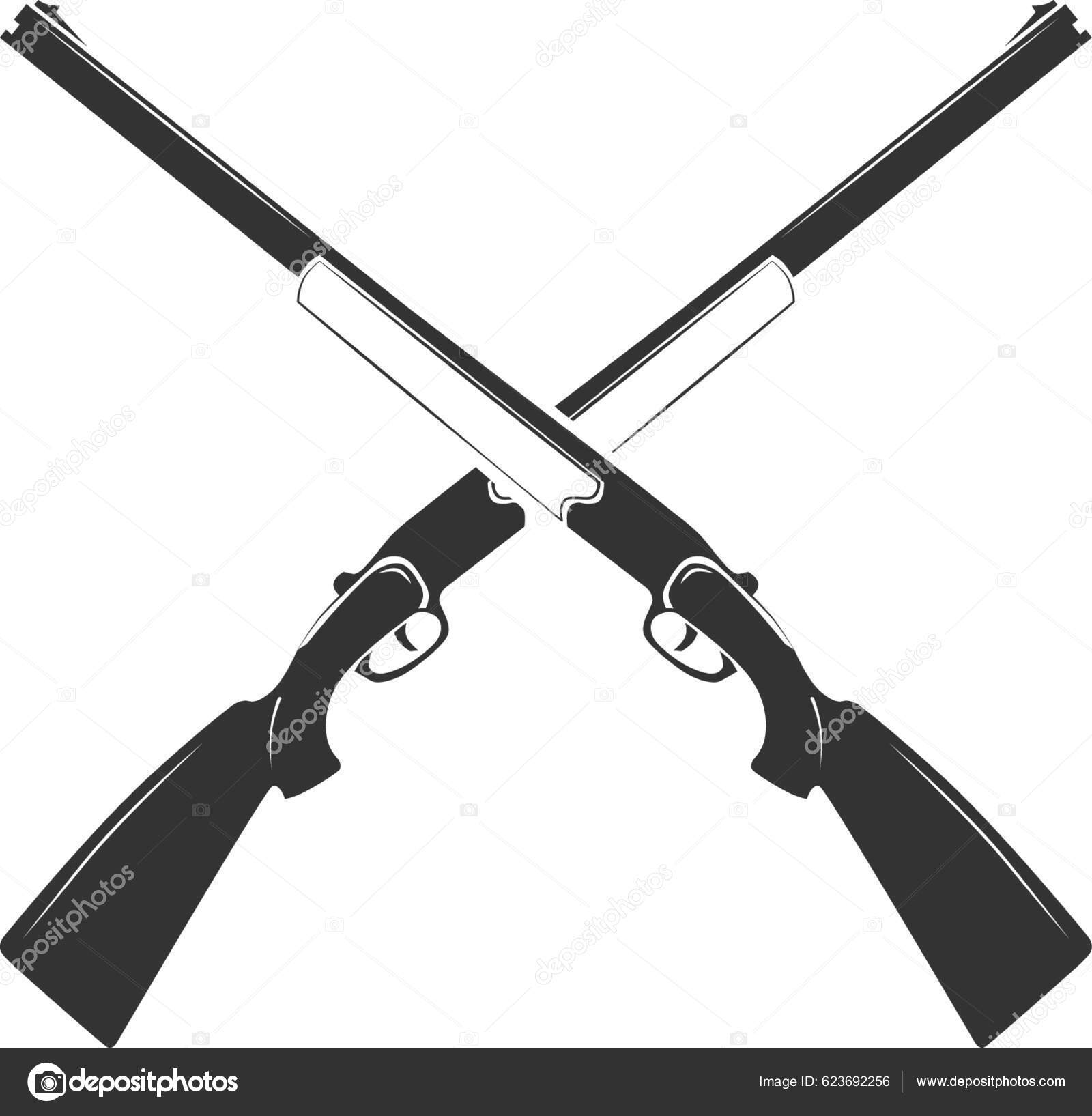 Ikon Silang Senapan Simbol Senjata Logo Klub Berburu Vektor Stok oleh ...