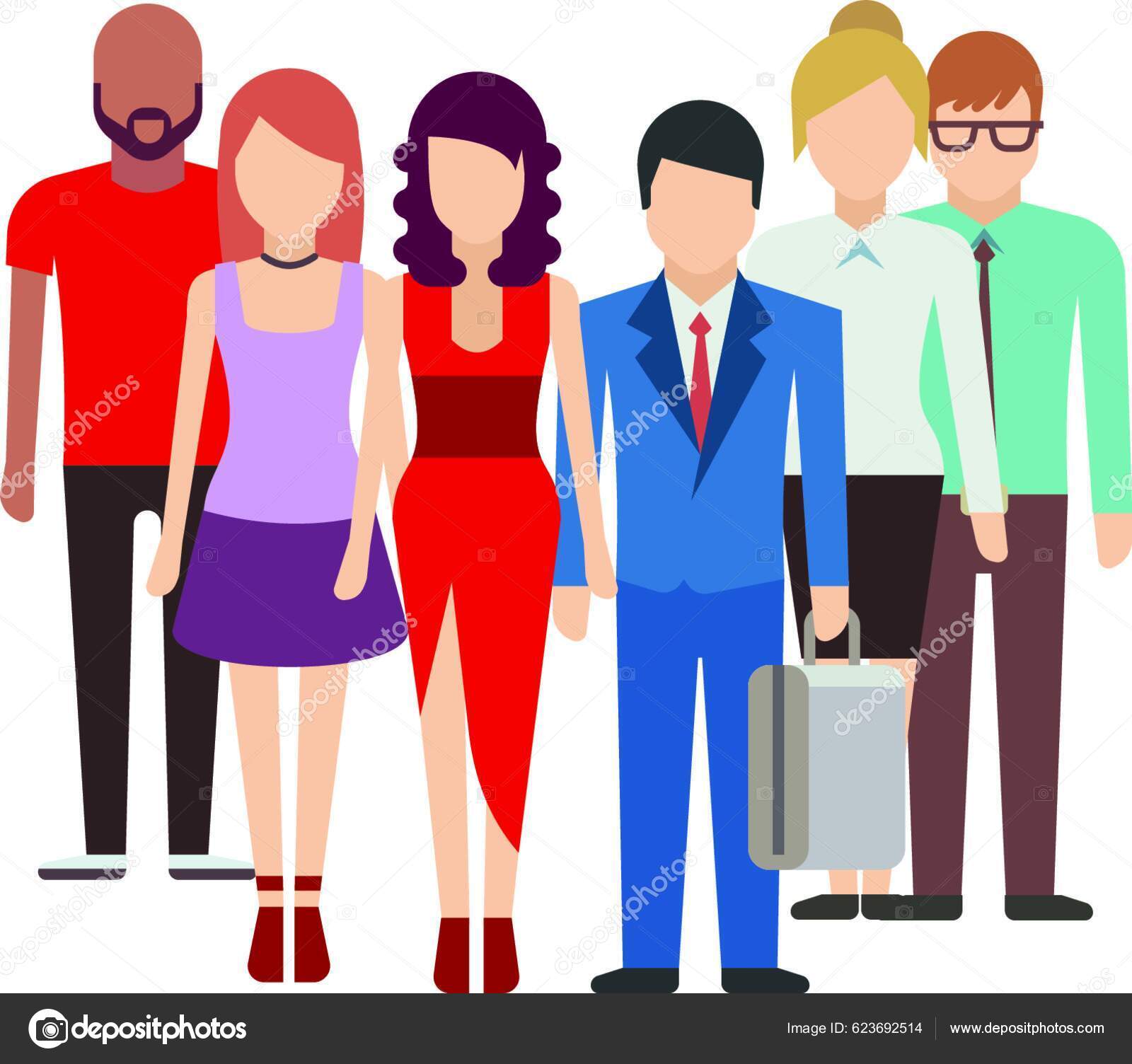 Multitud Humana Personas Diferentes Pie Varios Personajes Vector de ...