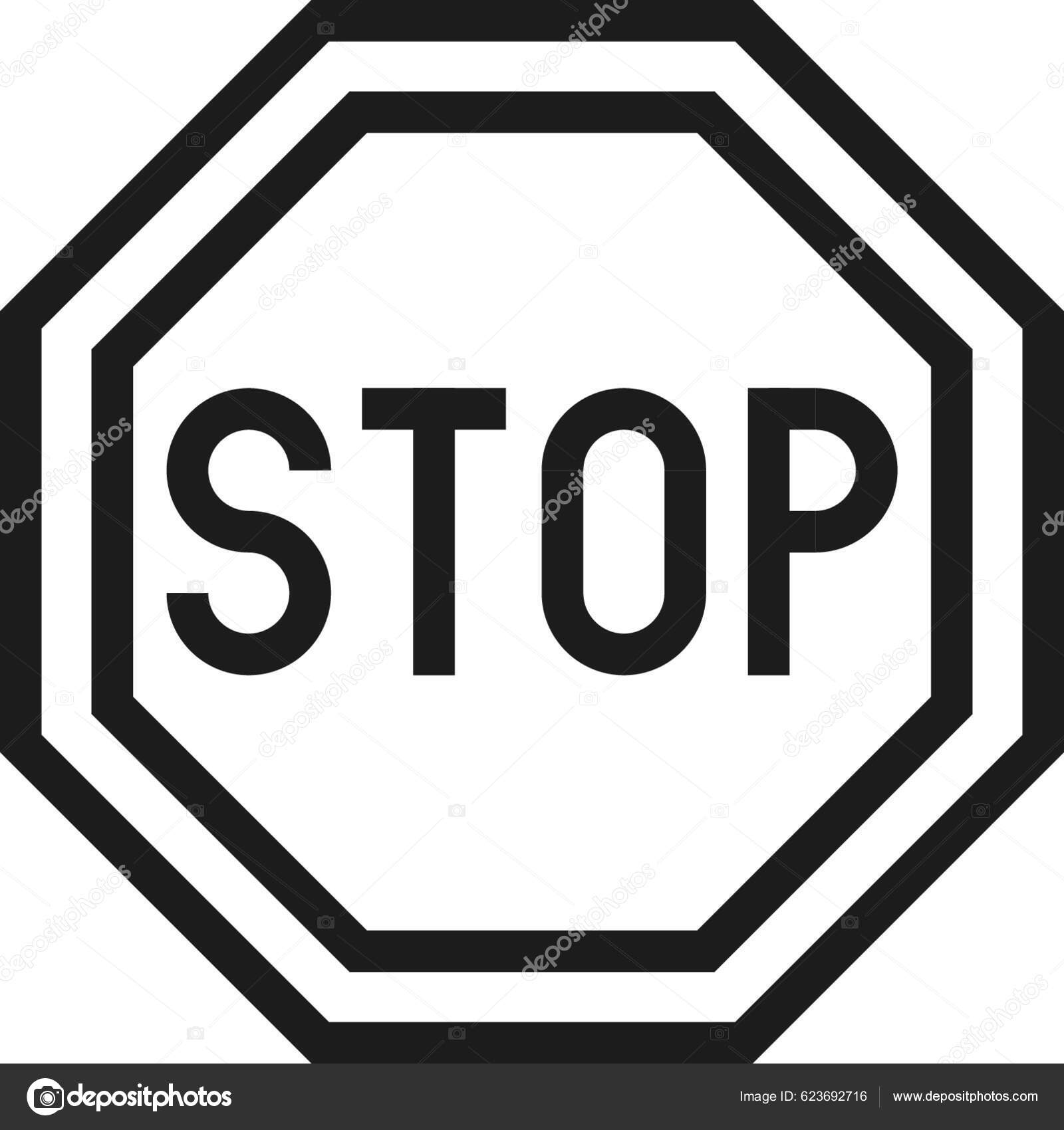 Stop Sign Icon Danger Symbol Black Line Octagon Stock Vector by ©YAY ...