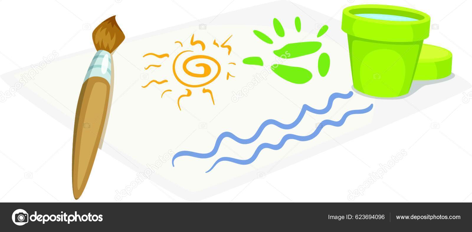 Child Painting Paintbrush Cute Kid Picture Handprint Stock Vector by ...