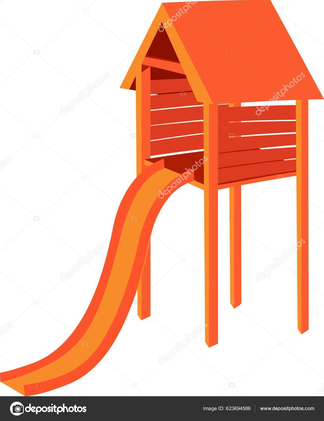 Playground Slide Icon Wooden Sliding Plane Children Play Stock Vector ...