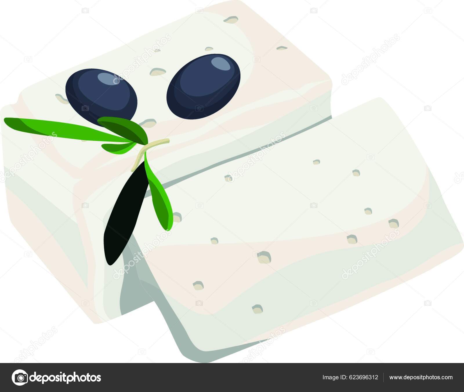 Feta Cartoon Icon White Soft Greek Cheese Stock Vector by ©YAY_Images ...