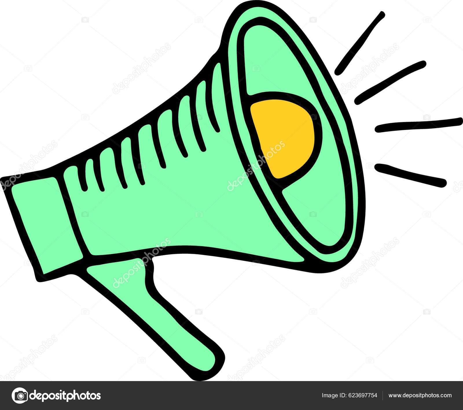 Garabato Megáfono Icono Para Hablar Alto Dispositivo Sonido Vector de ...