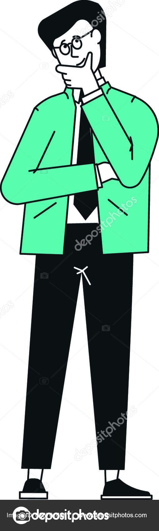 Worried Guy Man Glasses Thinking Problem Solving Stock Vector by ©YAY ...