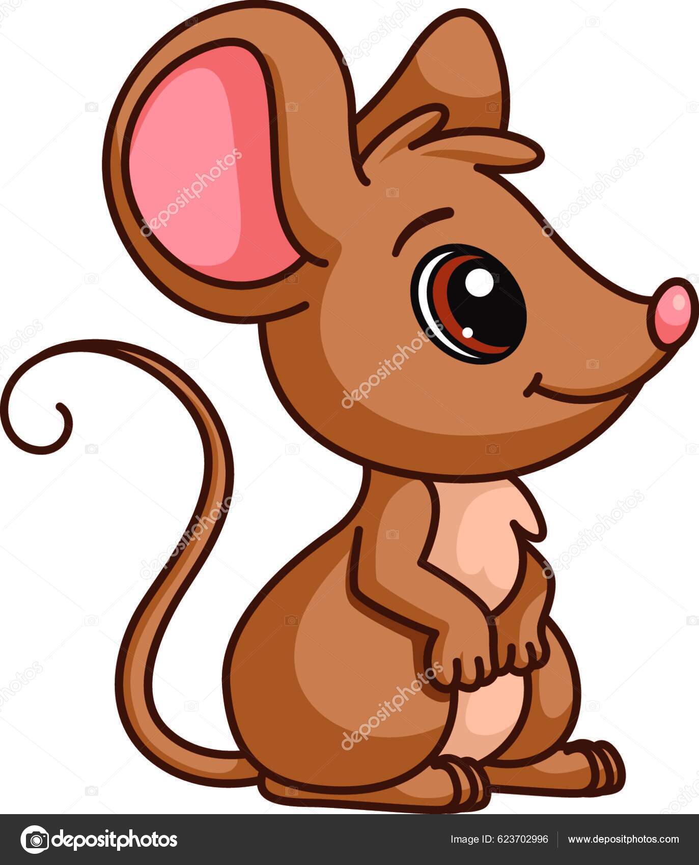 Bonito Ratón Personaje Ratas Dibujos Animados Animal Sonriente Vector ...