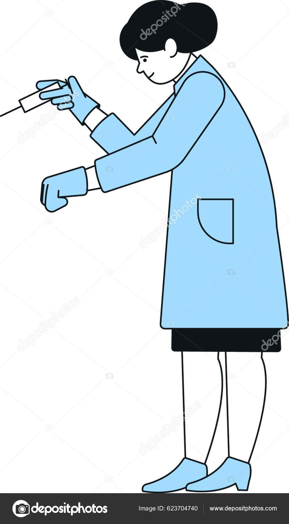 Enfermera Con Jeringa Para Inyección Médica Icono Inyección Vector de ...