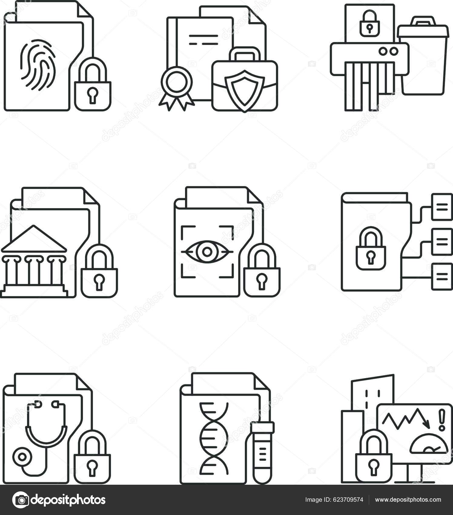 Confidential Information Types Linear Icons Set Stock Vector by ©YAY ...