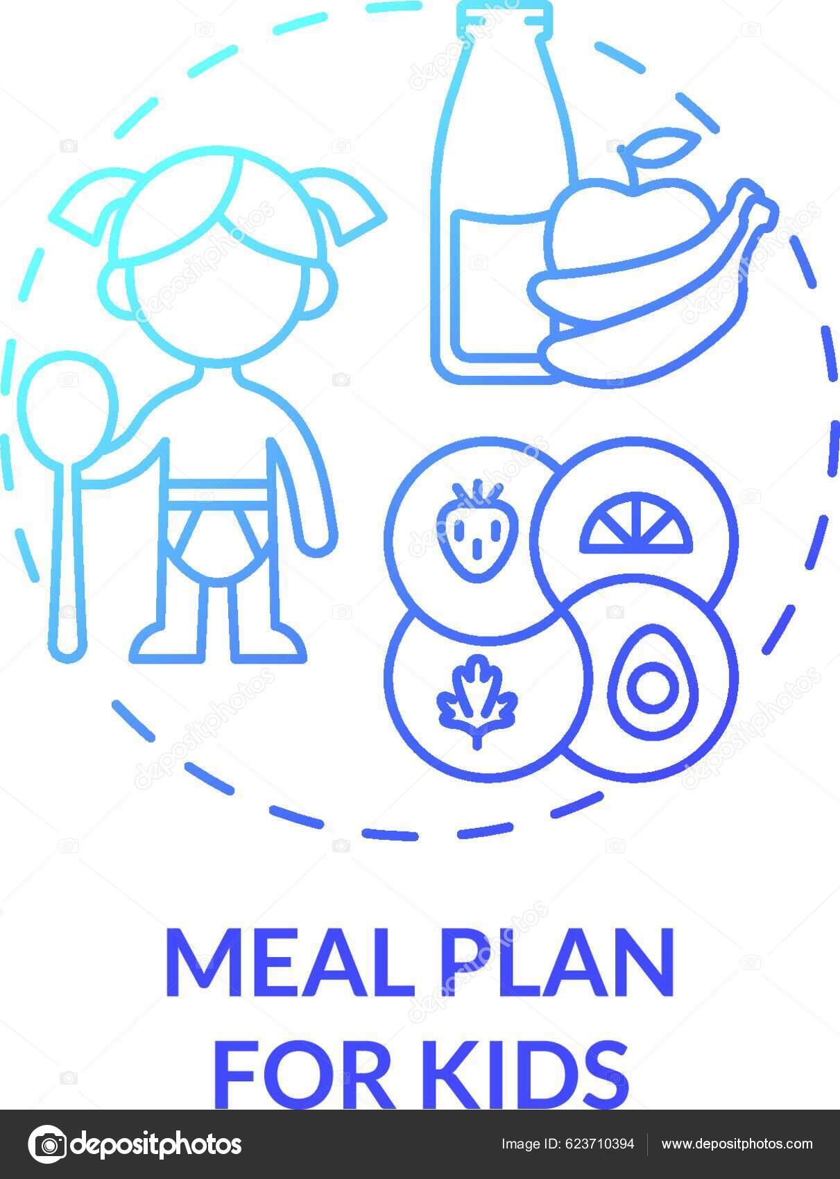 Plan Comidas Para Niños Icono Concepto Gradiente Azul Vector de stock ...