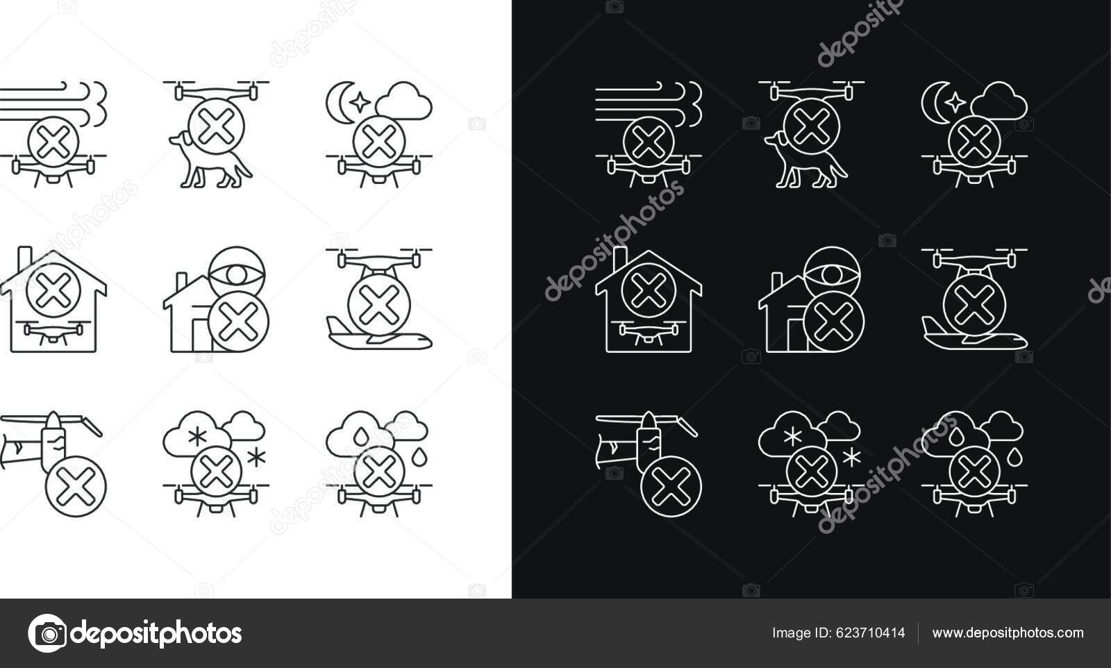 Drone Restrictions Linear Manual Label Icons Set Dark Light Mode Stock Vector Image by ©YAY ...