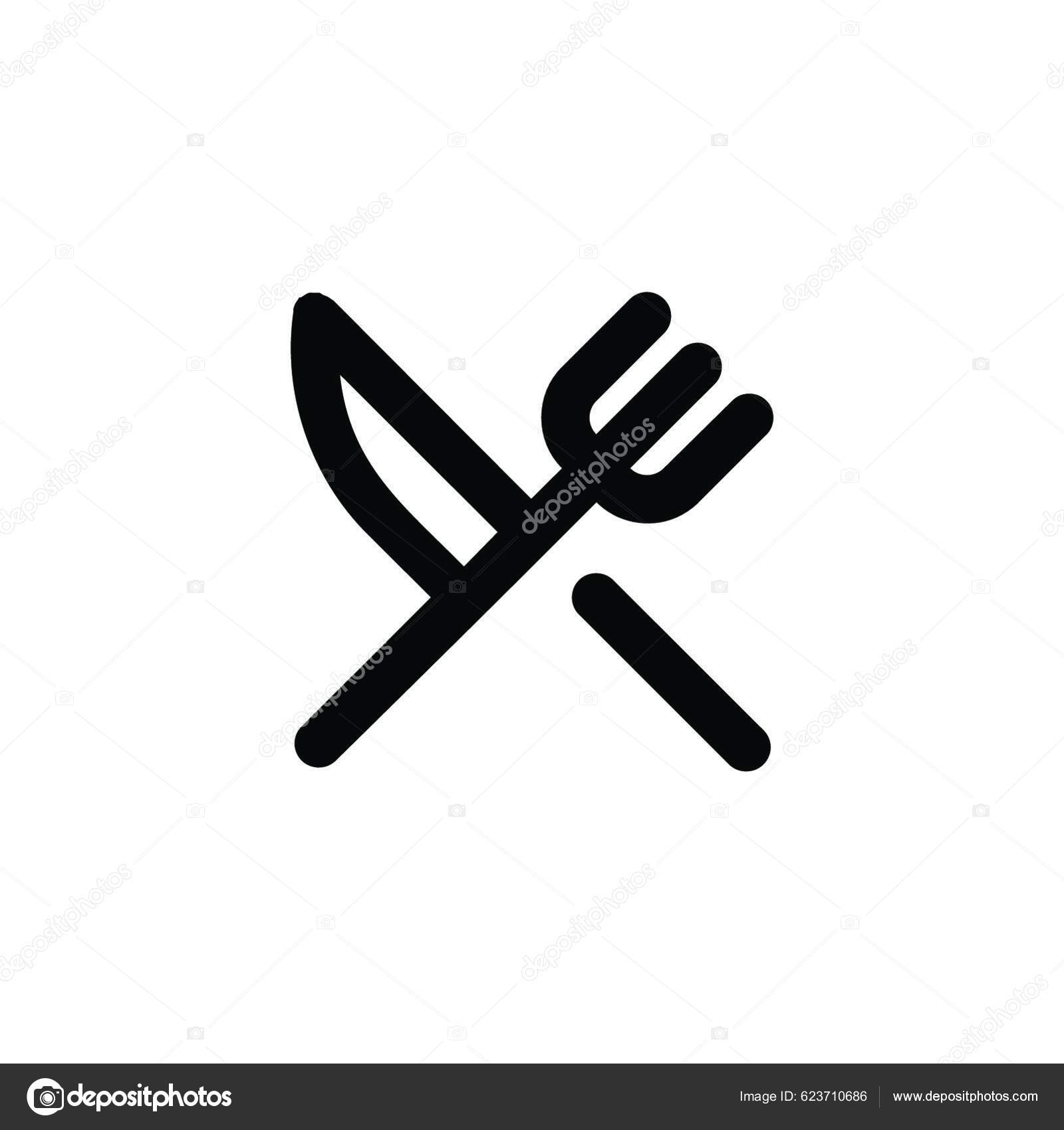 Vector Icon Fork Knife Cutlery Symbol Simple Linear Style Vector Stock ...