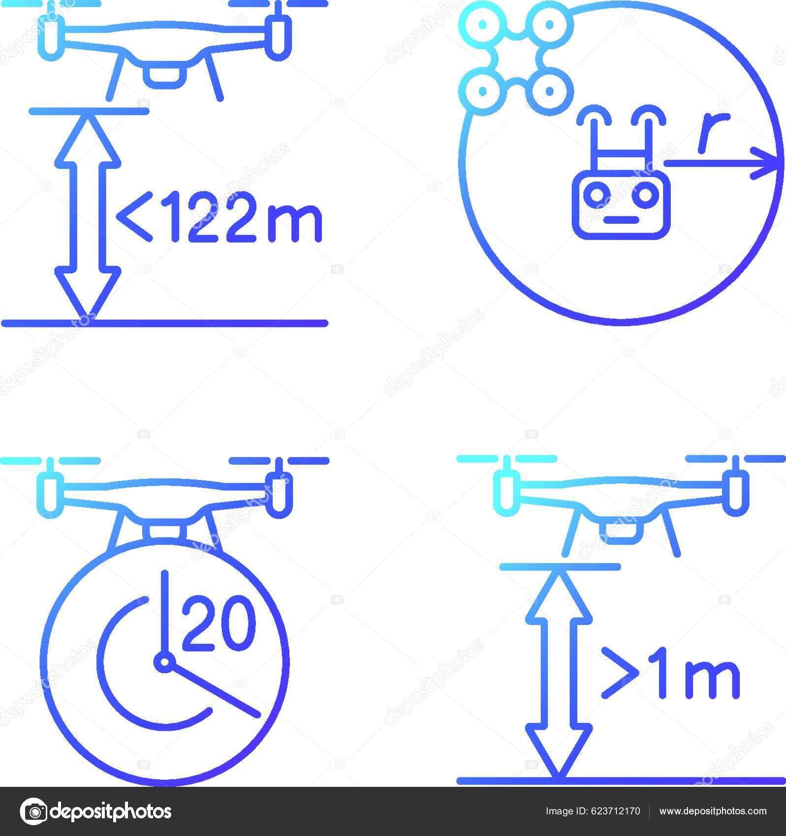 Drone Proper Control Gradient Linear Vector Manual Label Icons Set Stock Vector Image by ©YAY ...