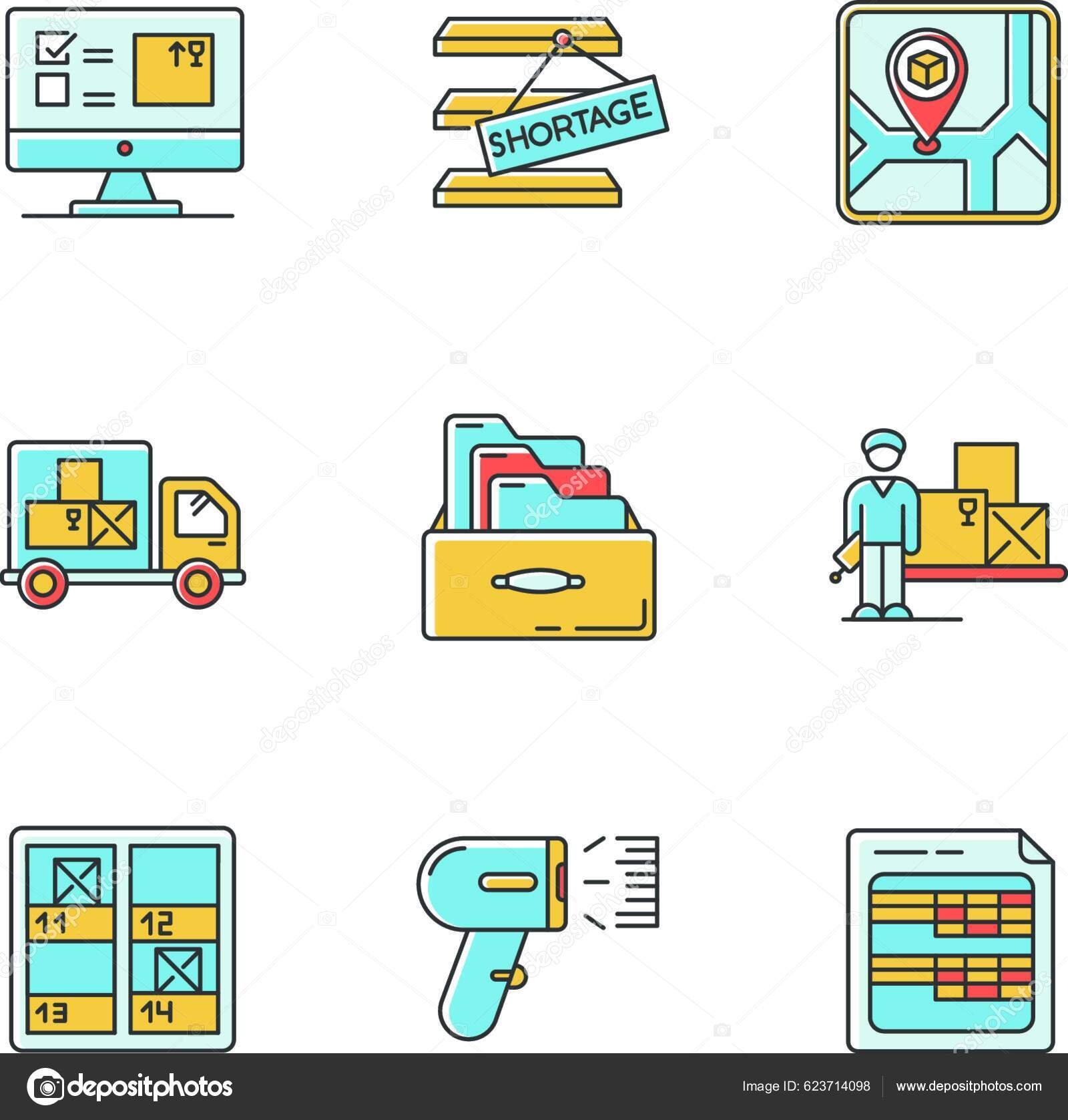 Inventory Control Bookkeeping Rgb Color Icons Set Accounting ...