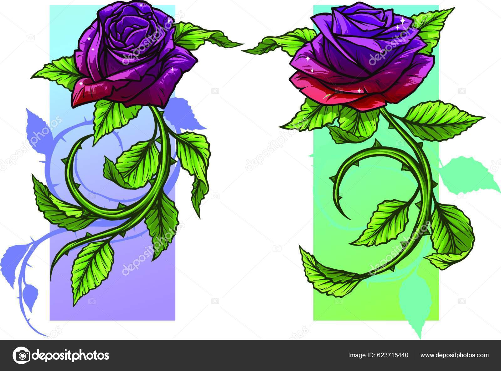 Graphic Detailed Cartoon Roses Stem Set Stock Vector by ©YAY_Images ...