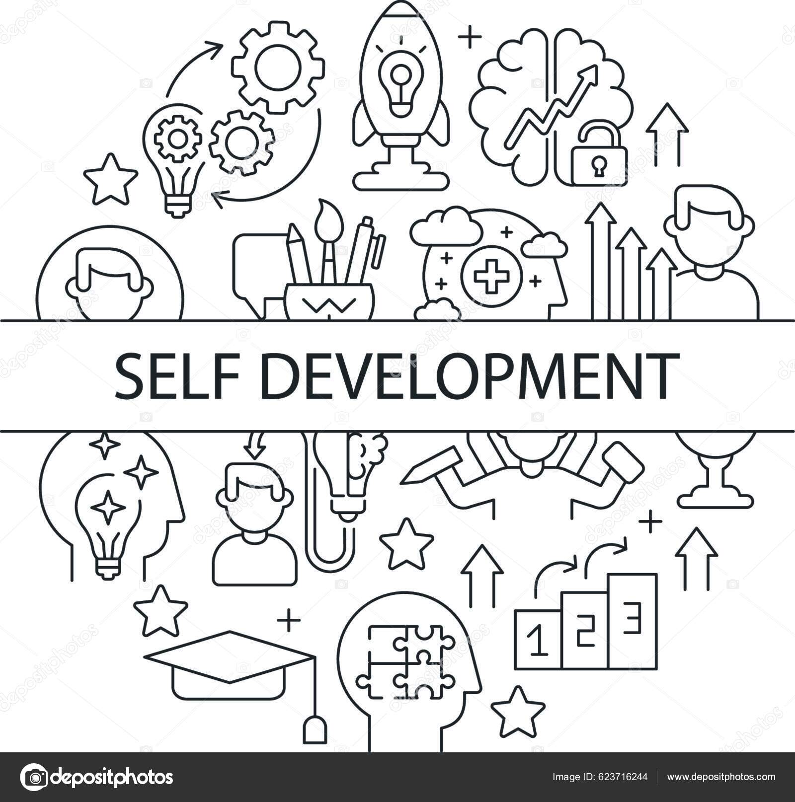 Self Development Linear Concept Layout Headline Stock Vector by ©YAY ...
