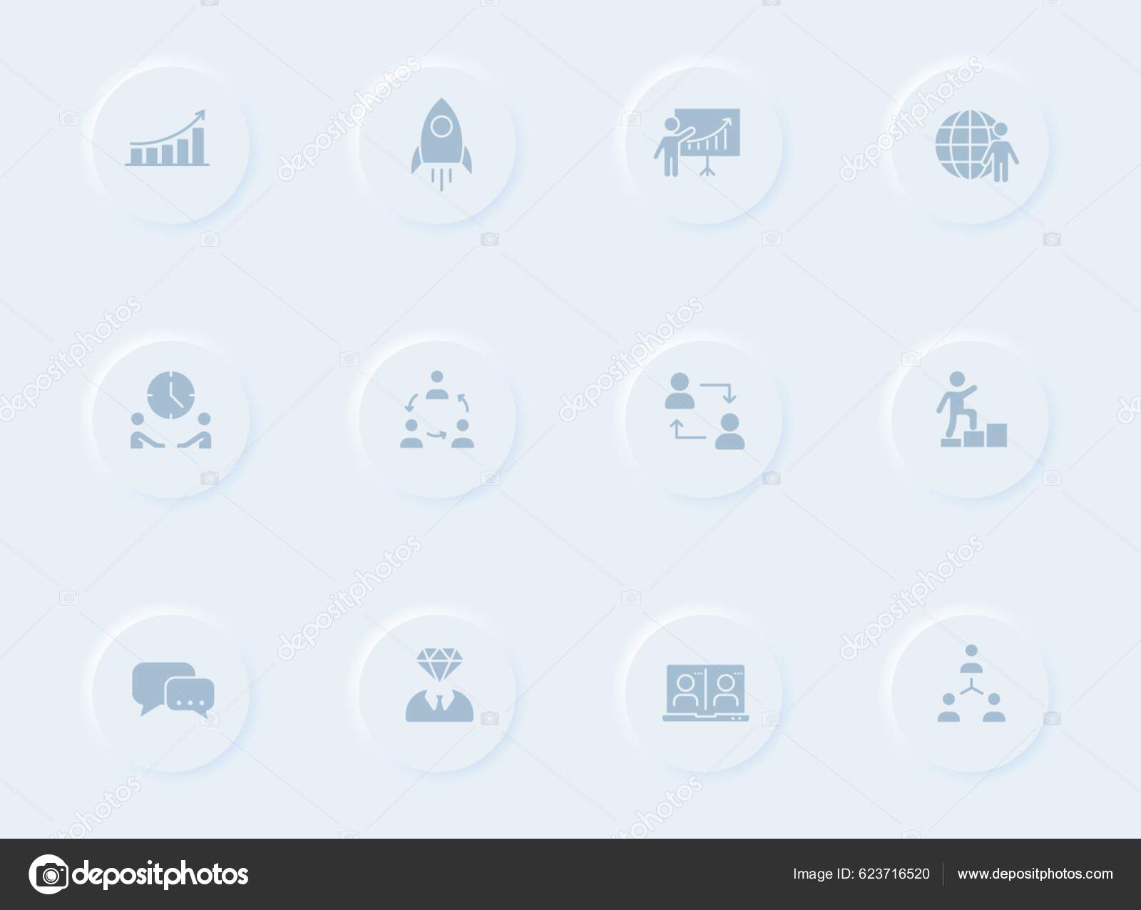 Teamwork Gray Vector Icons Rubber Buttons Teamwork Icon Set Web Stock ...