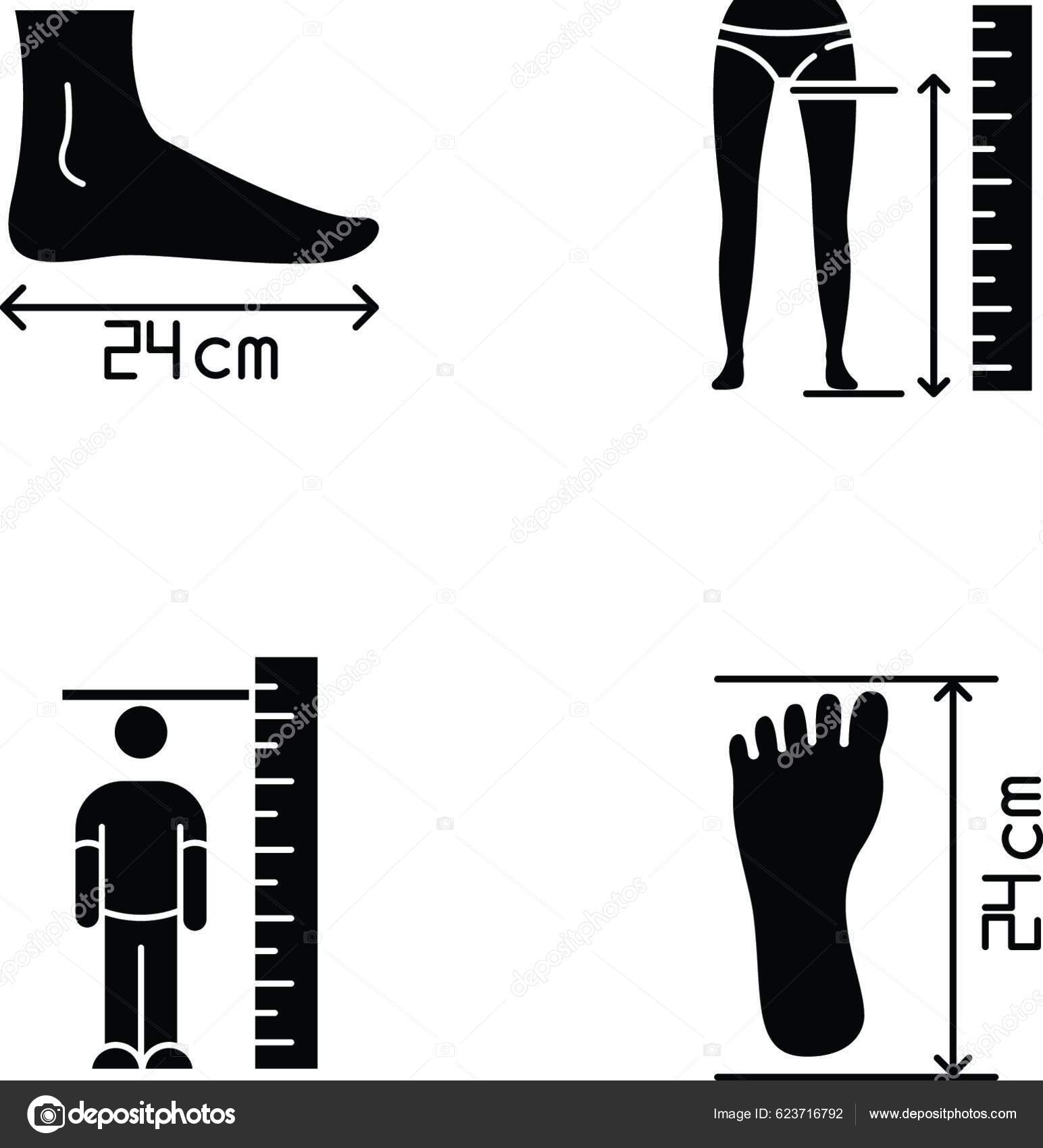 Body Measurements Black Glyph Icons Set White Space Leg Foot Stock ...