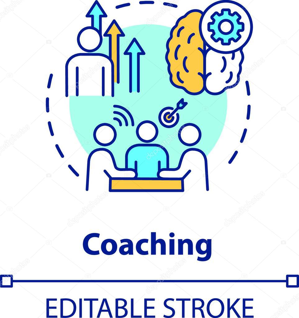 "Icono de concepto de coaching, ilustración vectorial 2023