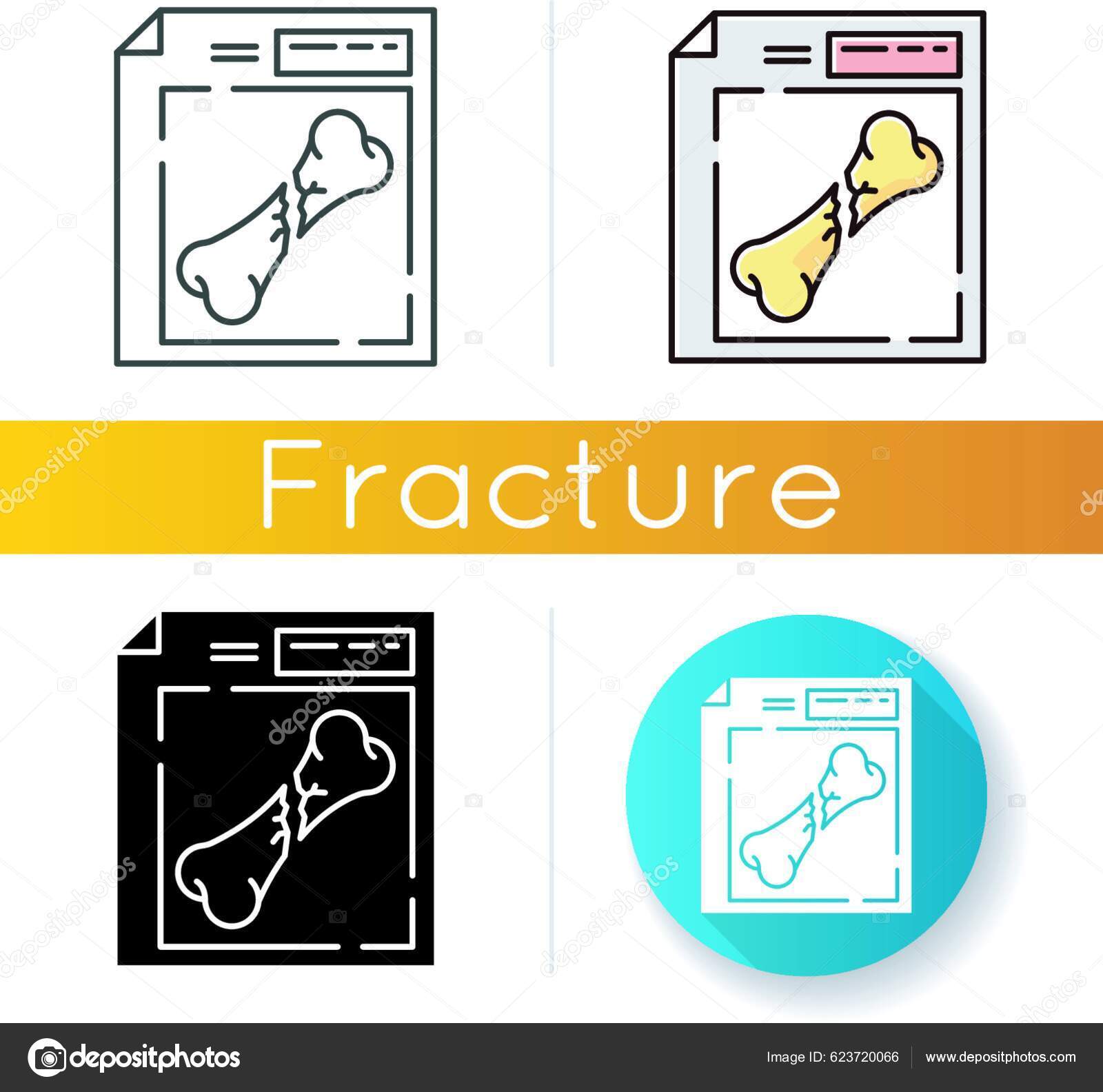 Bone Fracture Ray Scan Icon Patient Medical Record Broken Bone Stock ...