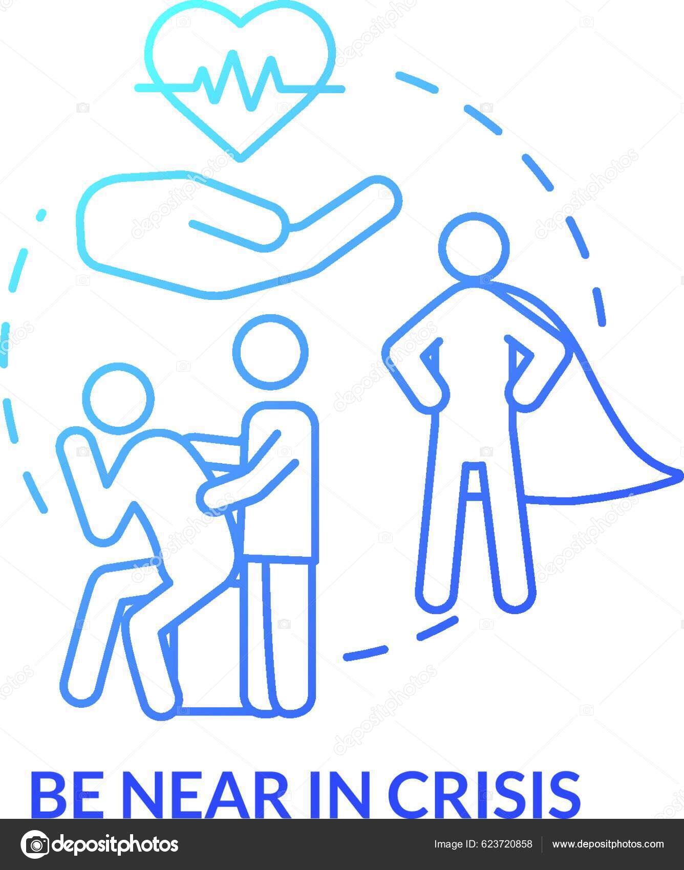 Crisis Concept Icon Friend Difficult Times Troubles Sad Mate Comforting ...