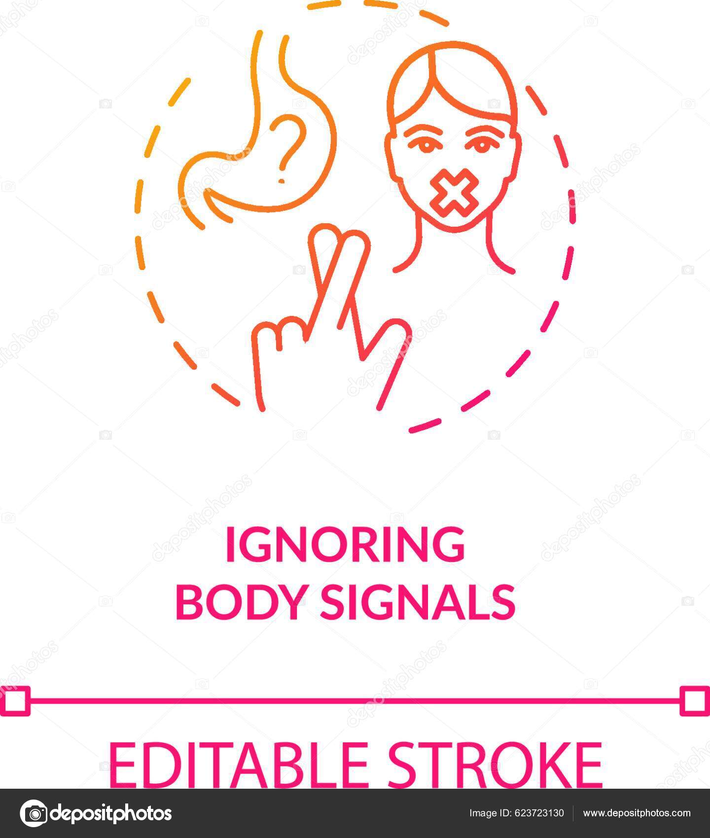 Ignoring Body Signals Concept Icon Mindful Eating Conscious Nutrition ...