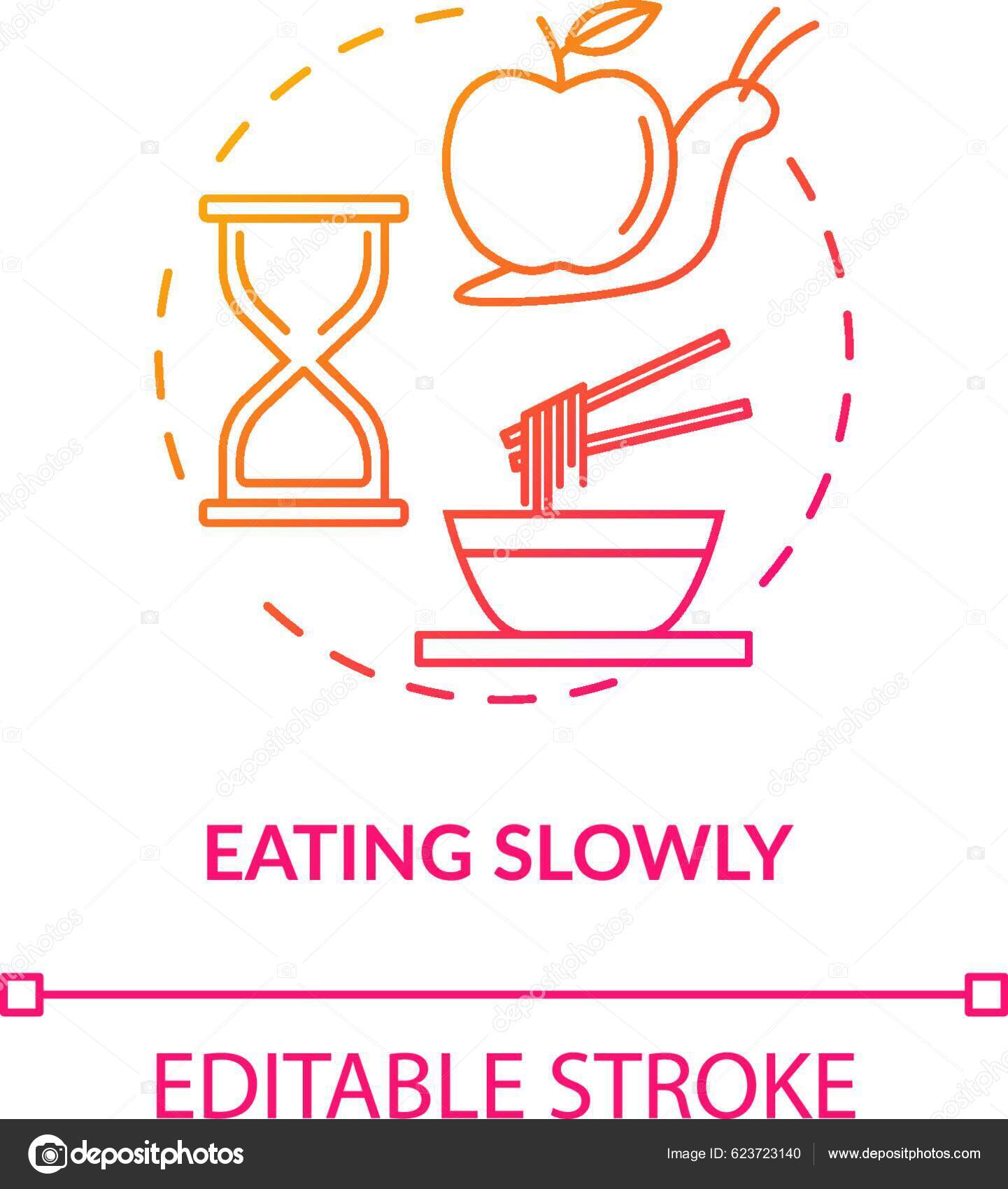 Eating Slowly Concept Icon Mindful Nutrition Idea Thin Line ...