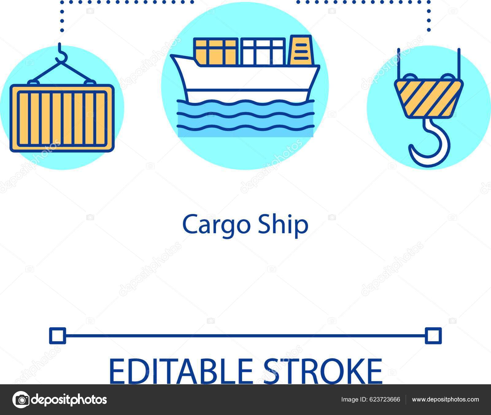 Cargo Ship Concept Icon Loading Container Ship Storage Goods Boat Stock ...
