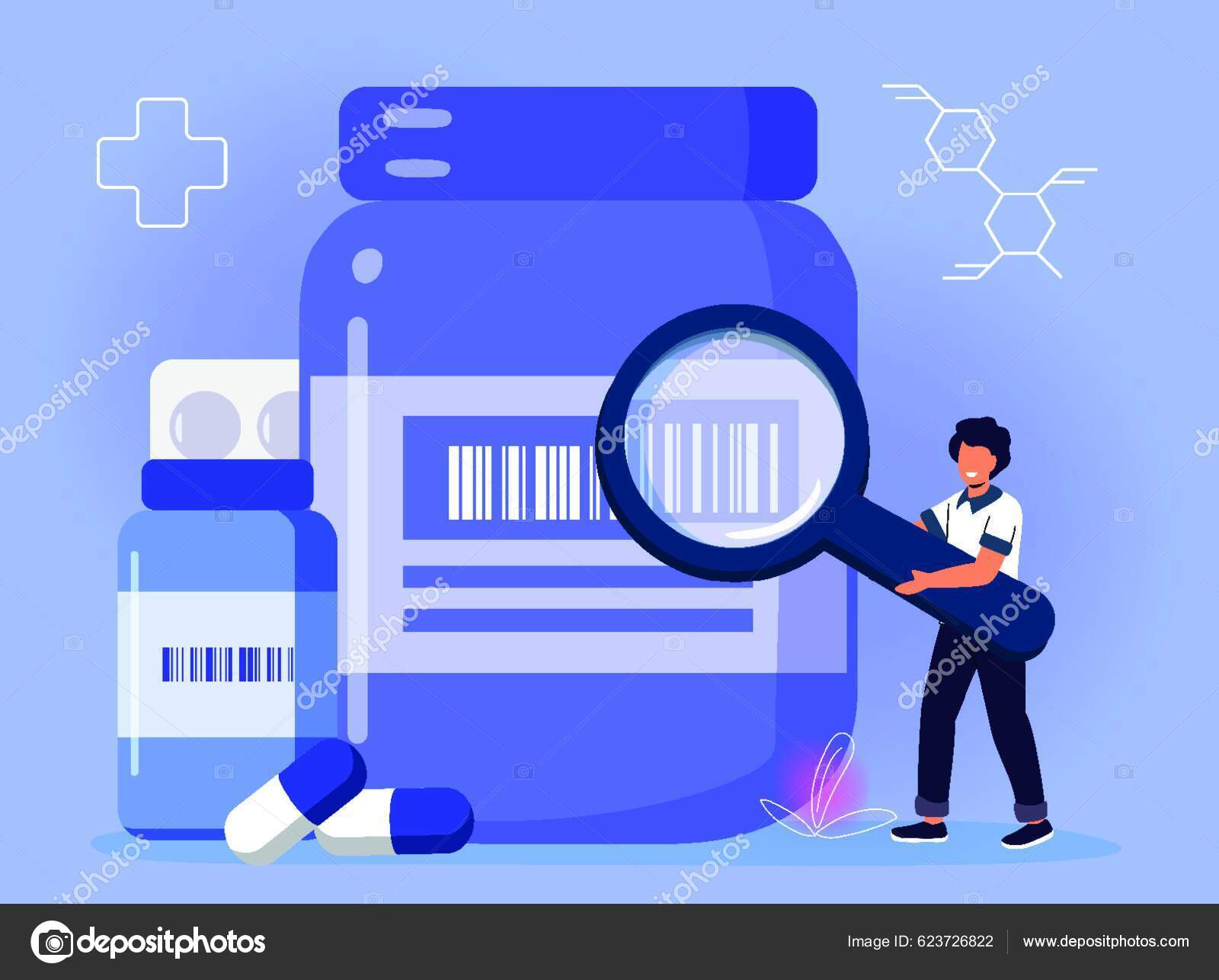 Barcode Drug Tiny Pharmacist Scanning Barcode Medicine Pills Stock ...